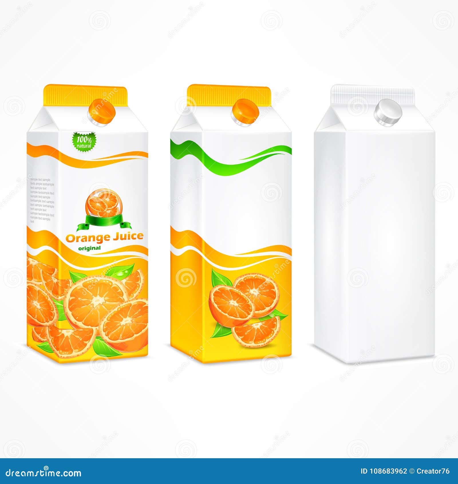 Set of Orange Juice Package Stock Vector - Illustration of green, blank ...