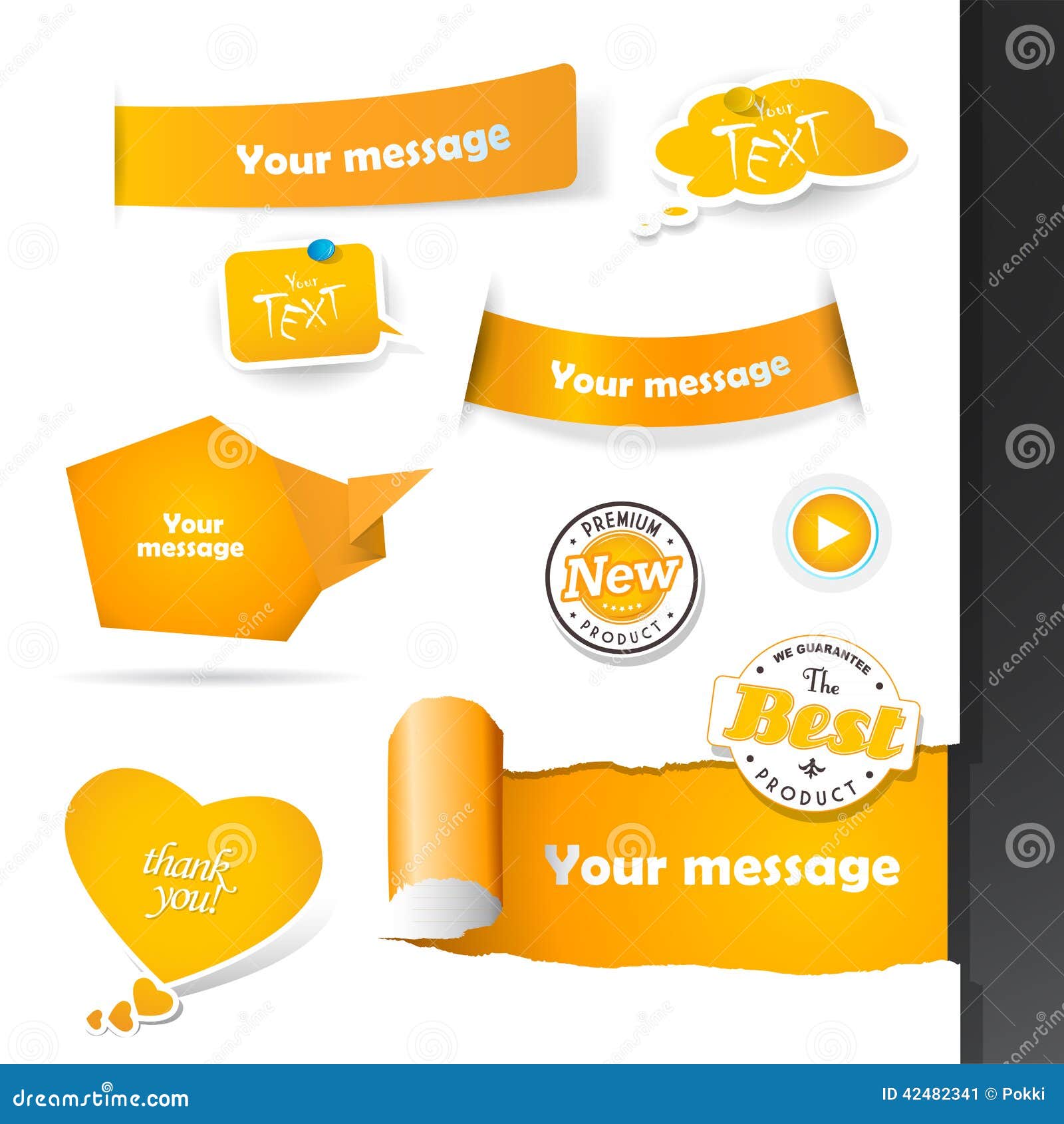 Set of Orange Labels and Paper Badges. Stock Vector - Illustration of ...