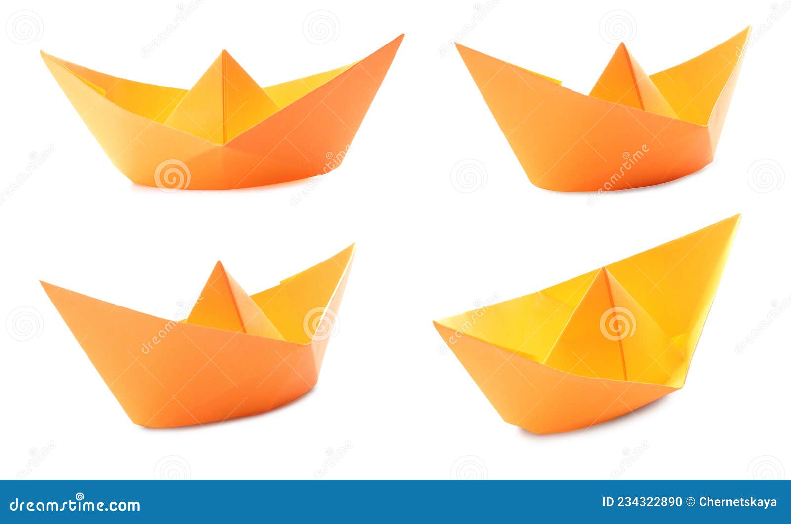 Set with Orange Paper Boats on White Background Stock Photo - Image of ...