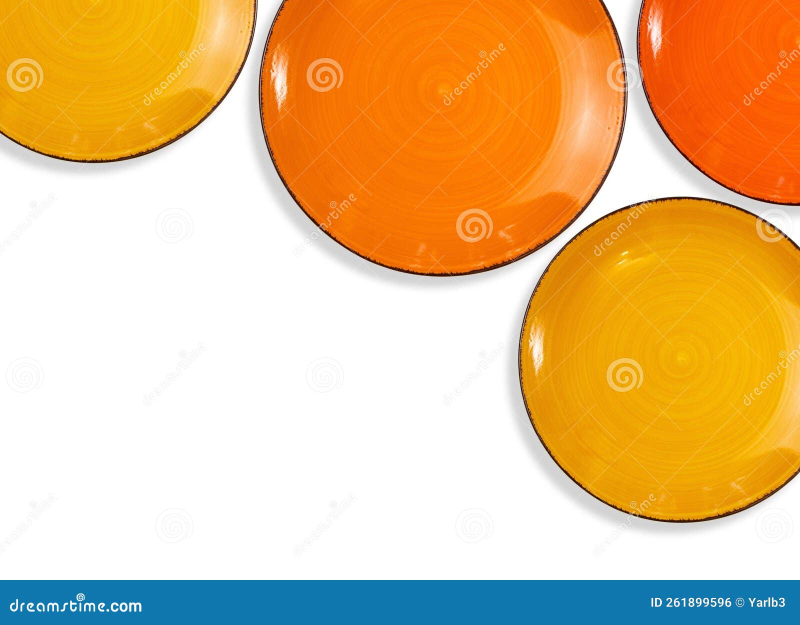 Set of Orange Plates in the Form of a Frame on White Isolated, Top View ...