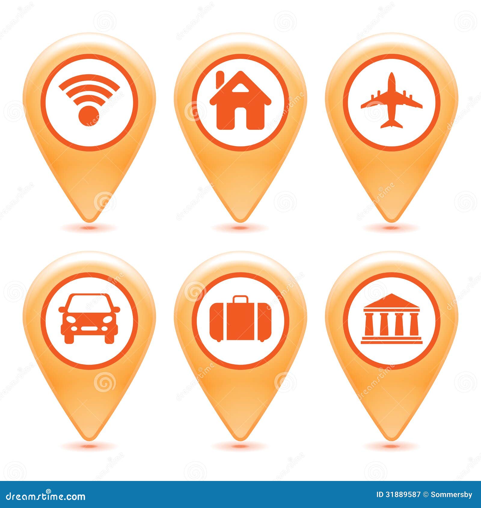 Set of Orange Pointer Icons Stock Vector - Illustration of estate ...