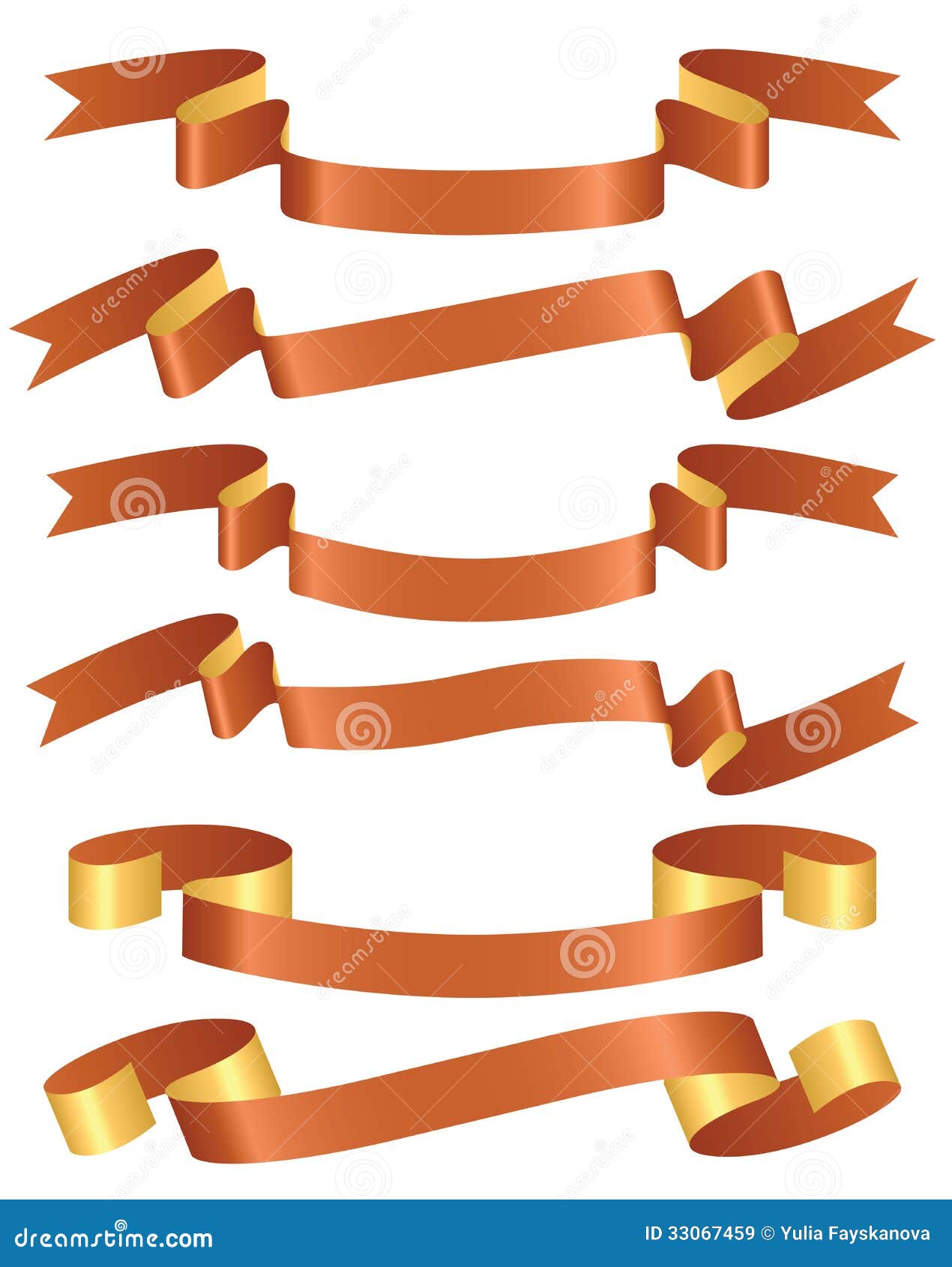 Set of orange ribbons stock illustration. Illustration of gold - 33067459