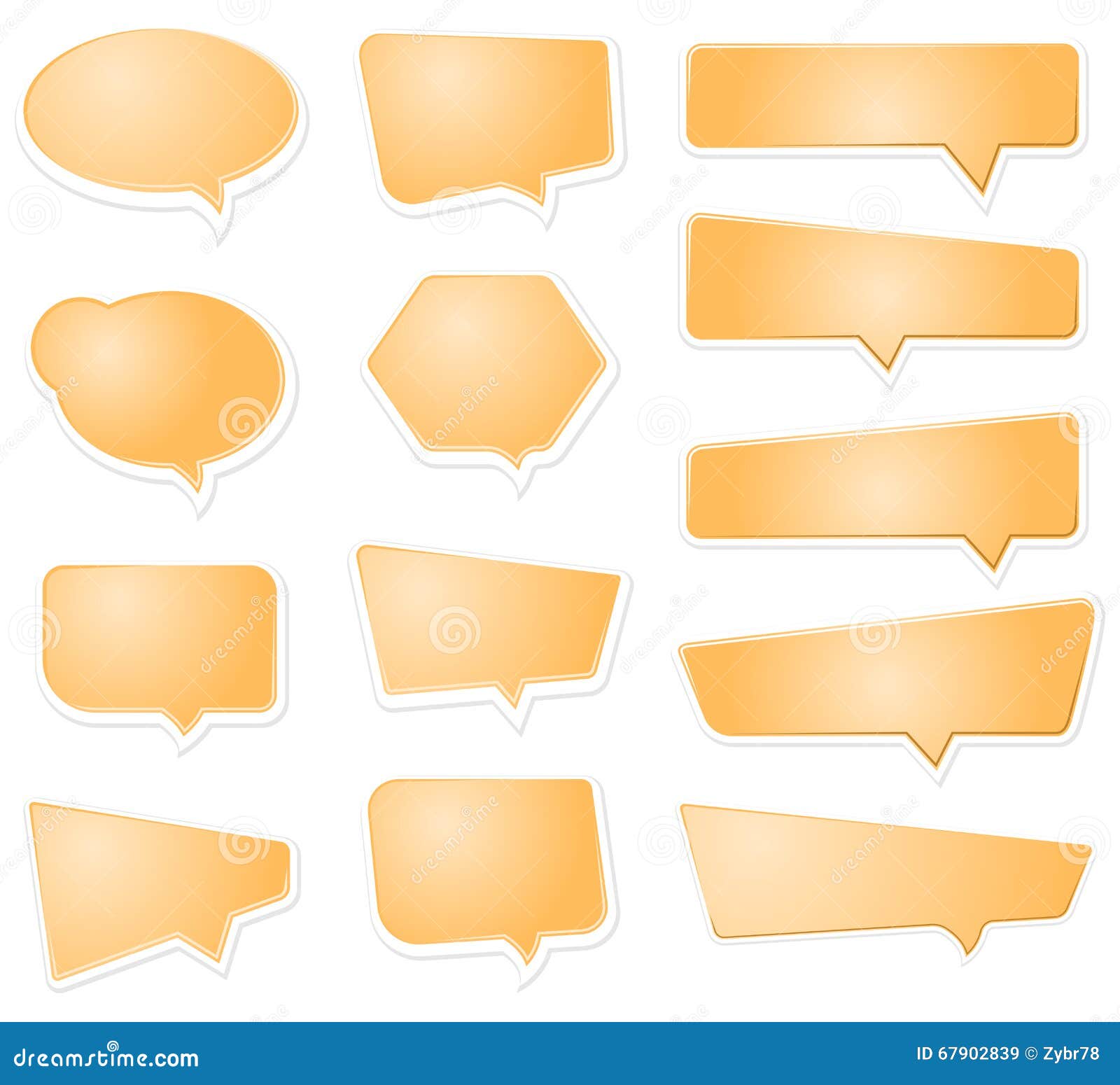 Set of Orange Speech Bubble Stock Vector - Illustration of vector ...