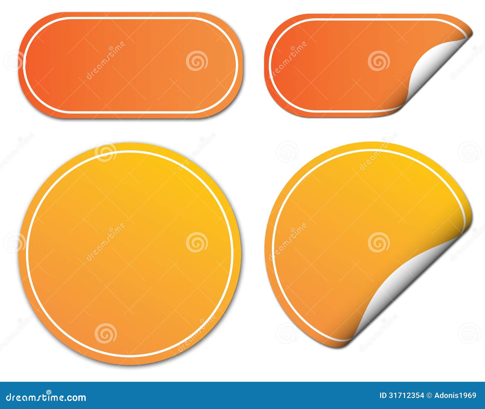 Set of orange stickers stock illustration. Illustration of symbols ...