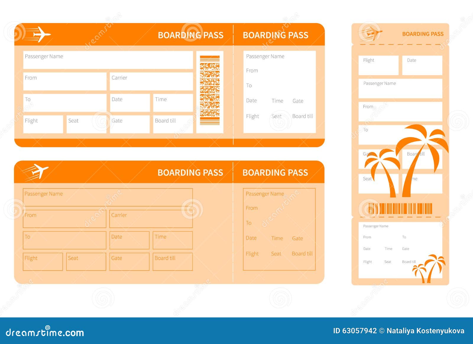 Set of orange tickets stock vector. Illustration of access - 63057942