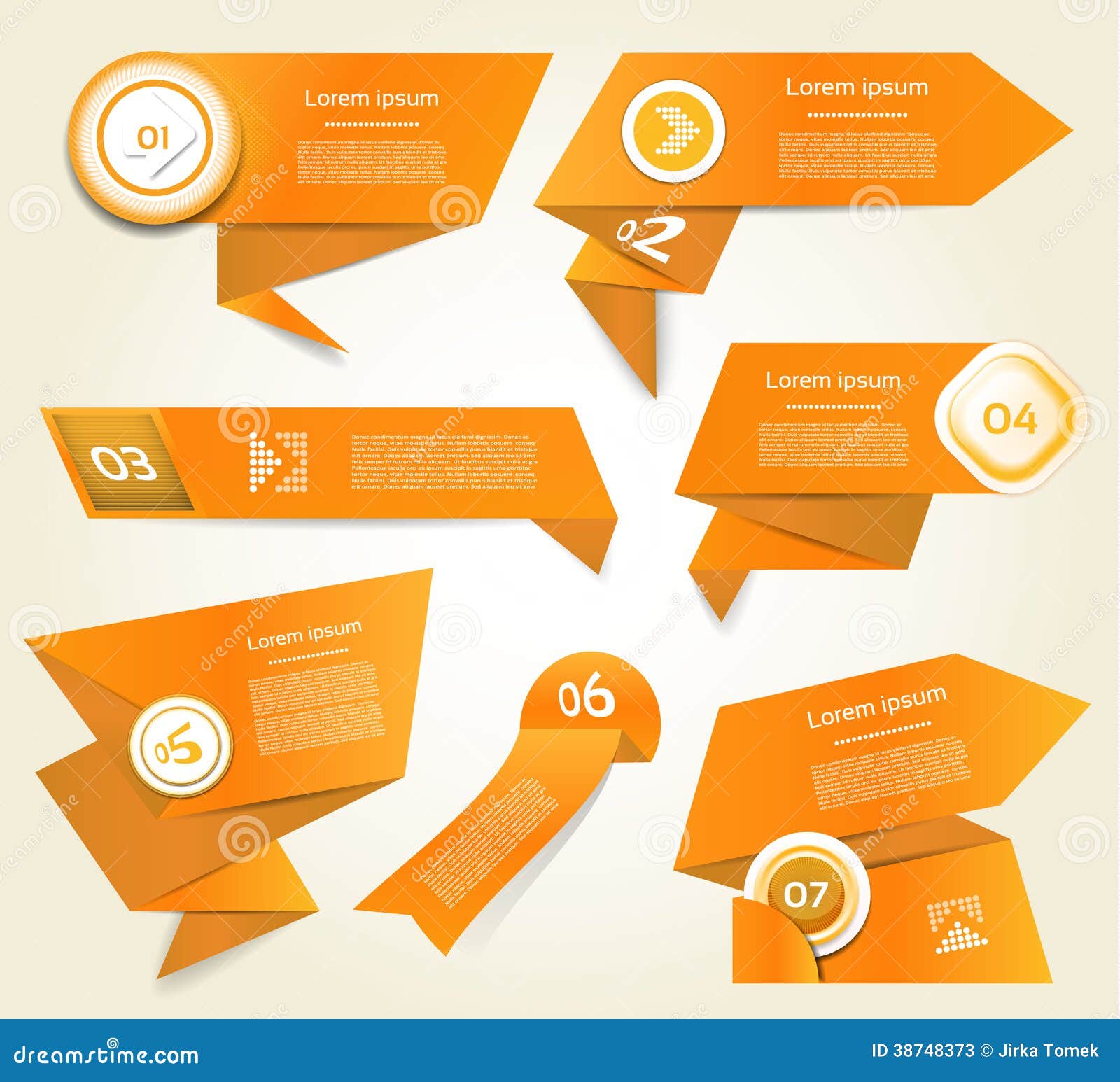 Set of Orange Vector Progress, Version, Step Icons Stock Vector ...