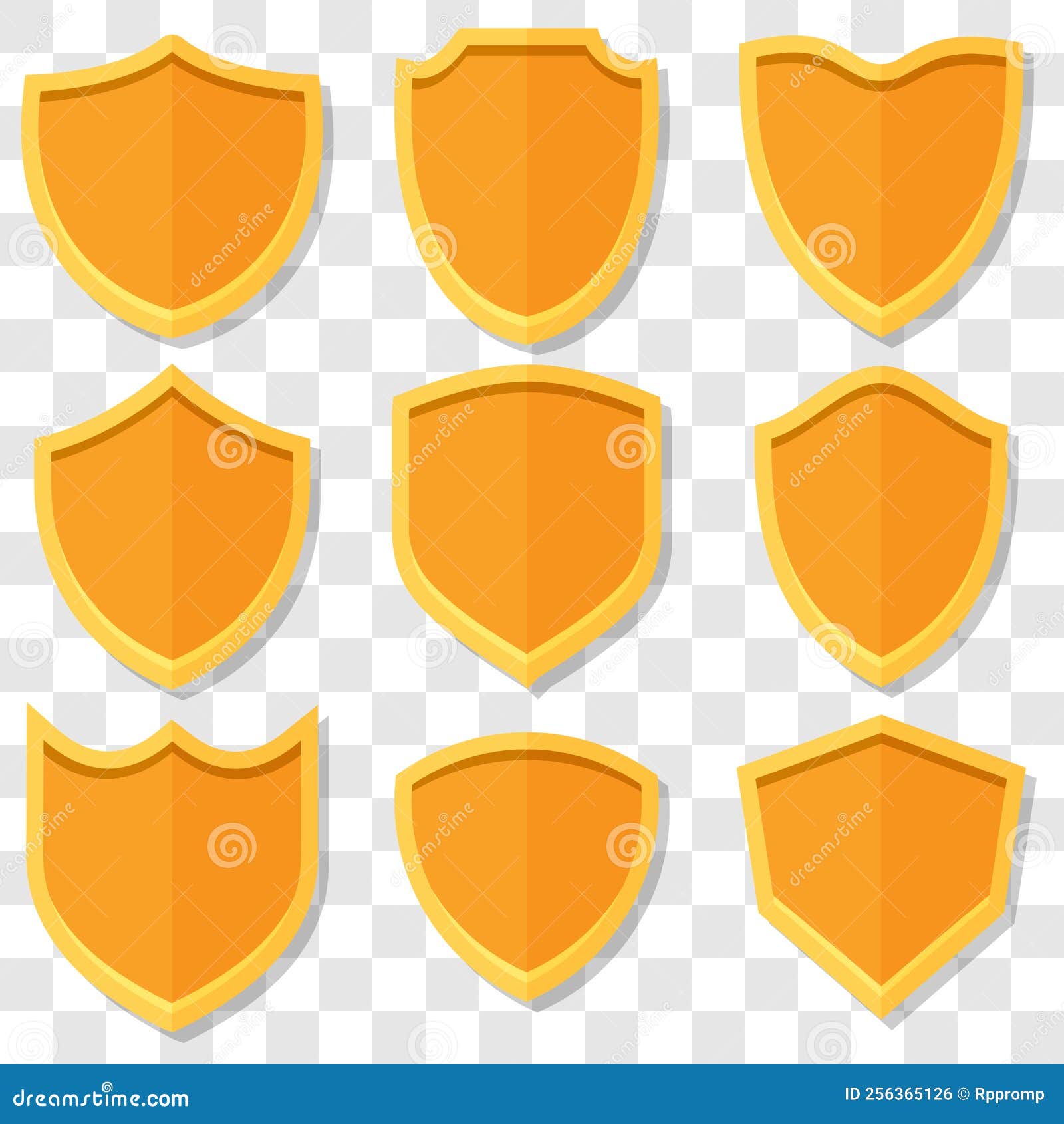 Set of Orange Vector Shields in 3D Style with Shadow Stock Vector ...