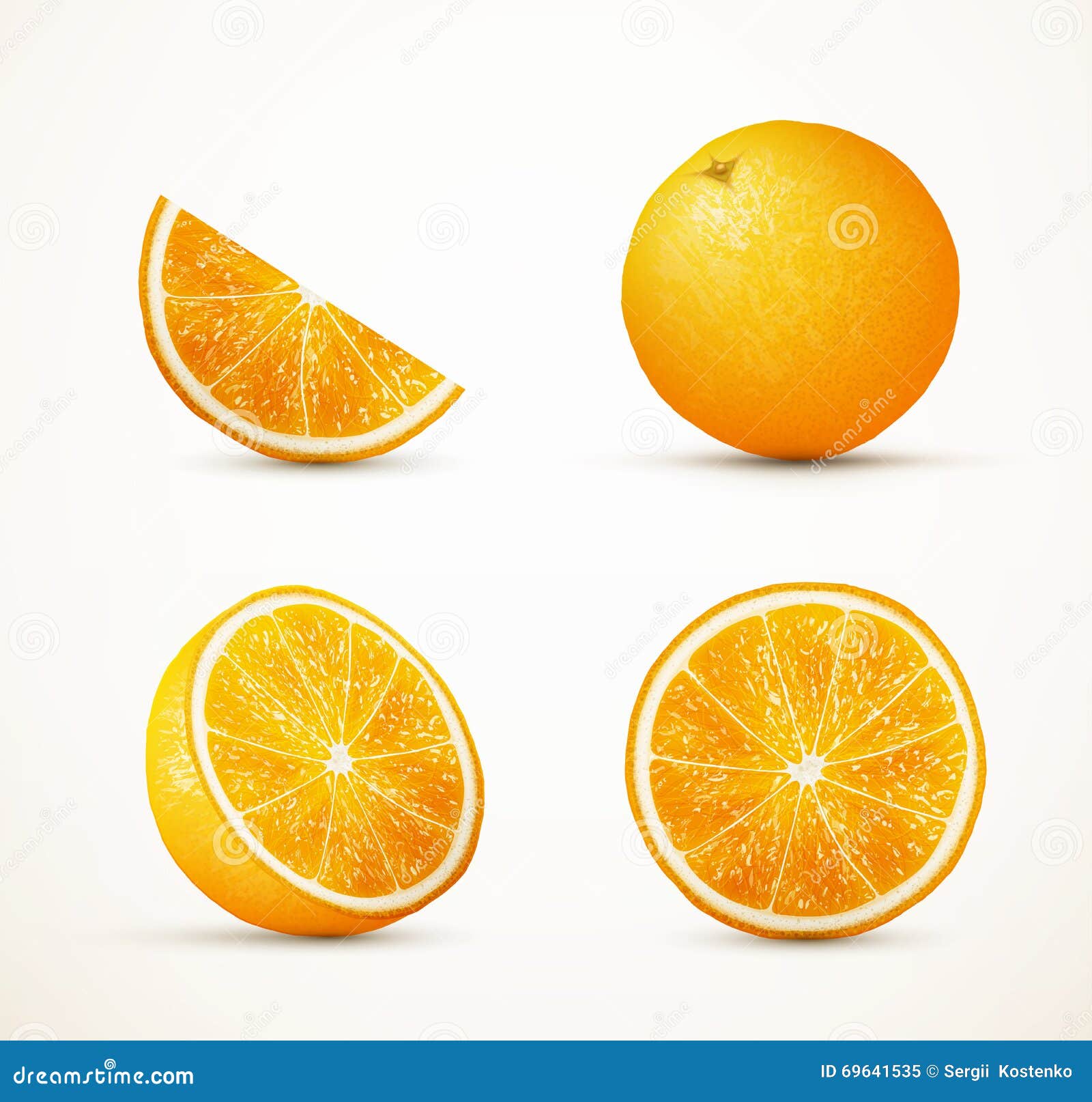 Set of Oranges in Different View. Stock Vector - Illustration of orange ...