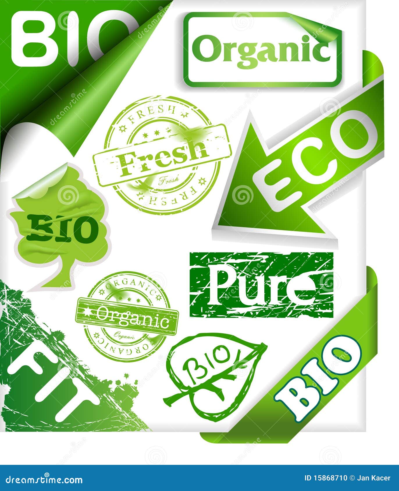 Set of Organic and Bio Stickers, Ribbons, Stamps a Stock Illustration ...
