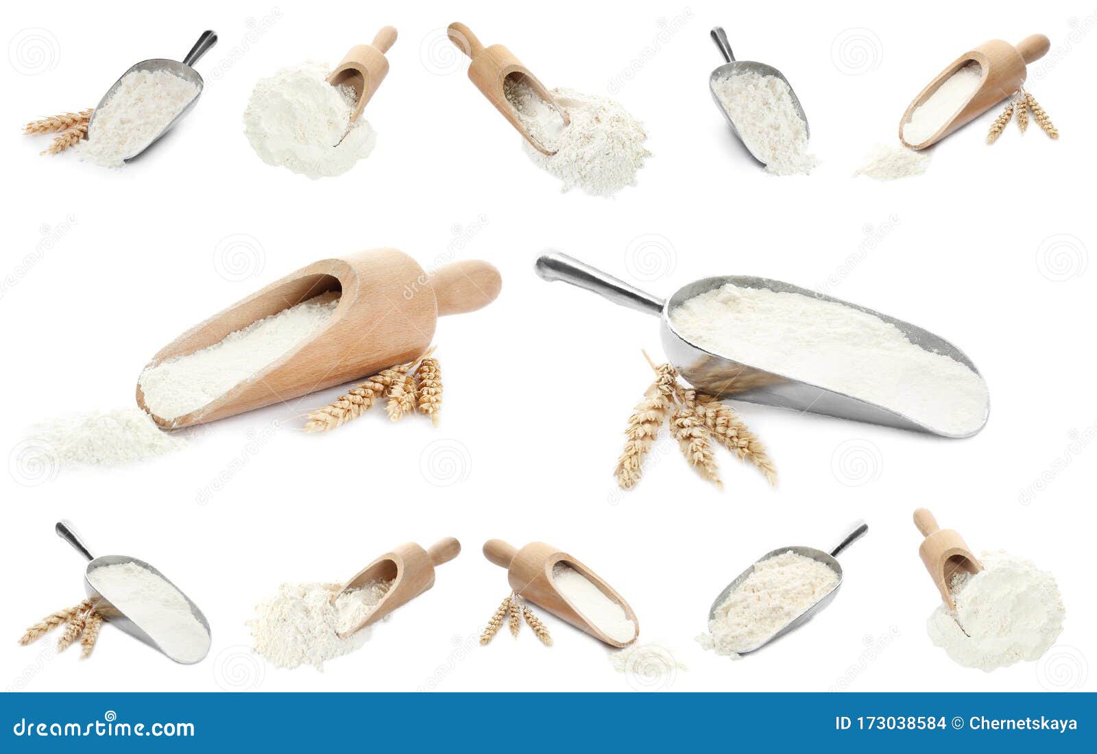 Set of Organic Flour on White Background Stock Photo - Image of ...