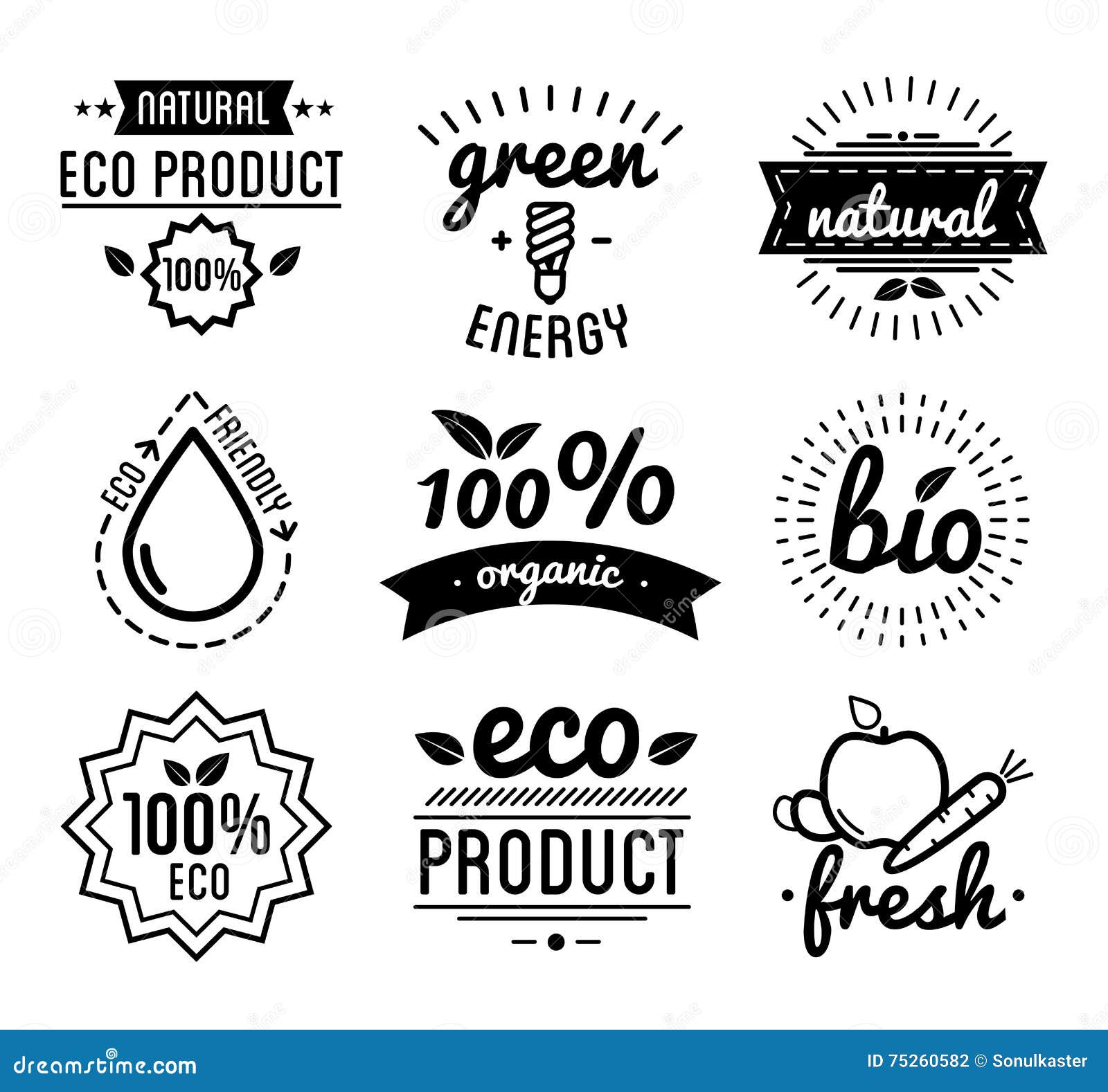 Set of Organic Food Labels and Design Elements Stock Vector ...