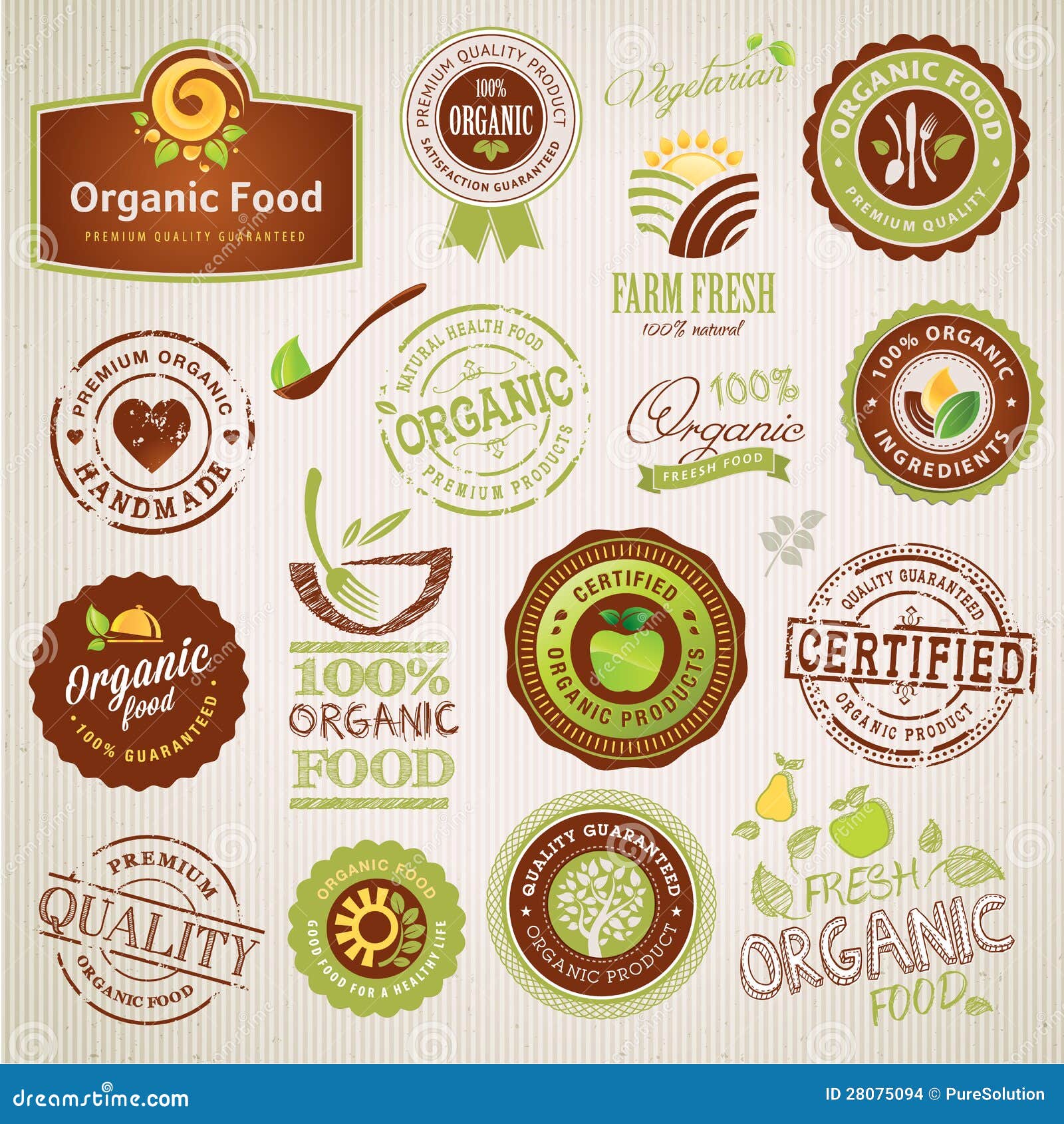 Set of Organic Food Labels and Elements Stock Vector - Illustration of ...
