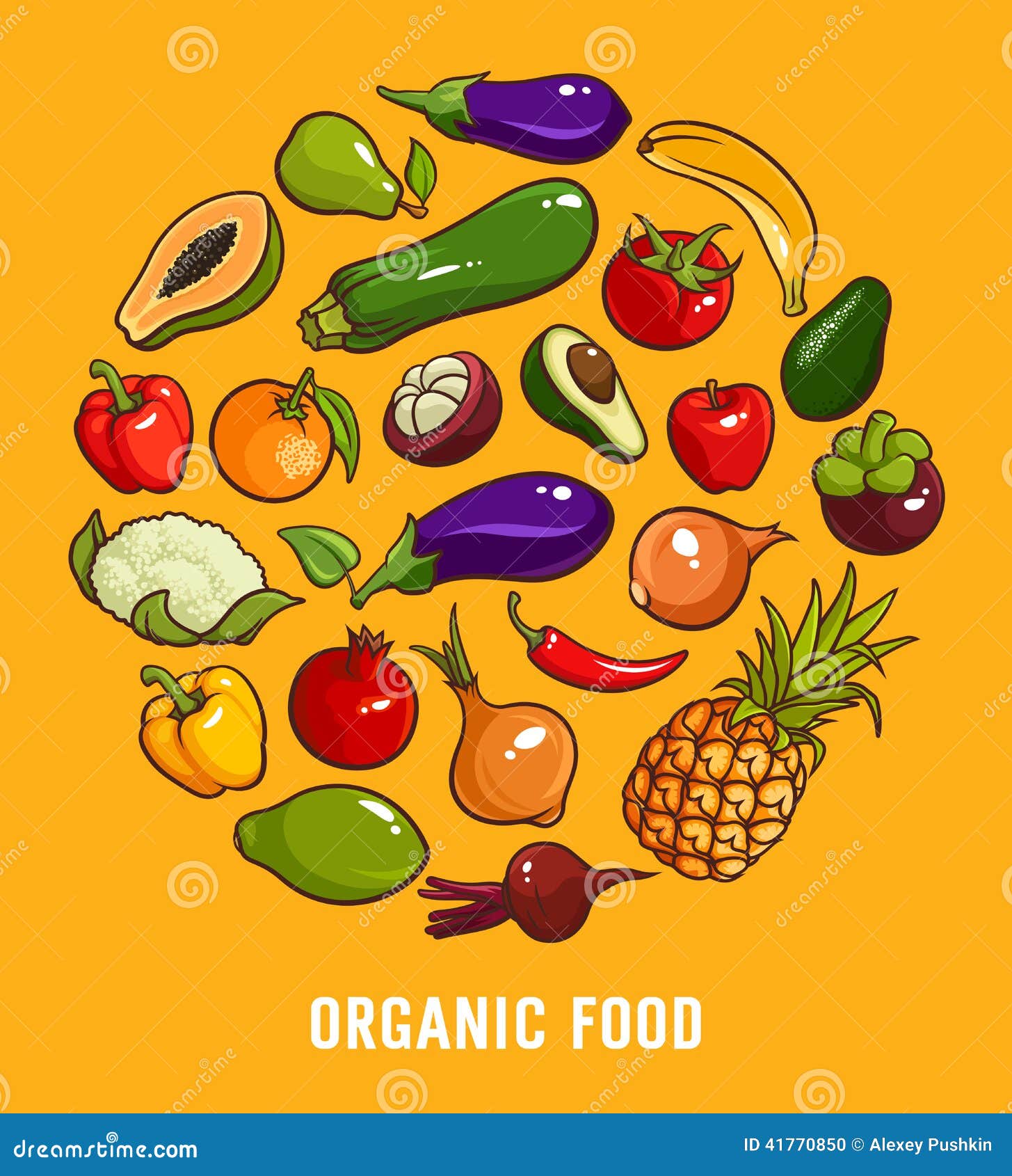 Set of organic food stock vector. Illustration of avocado - 41770850