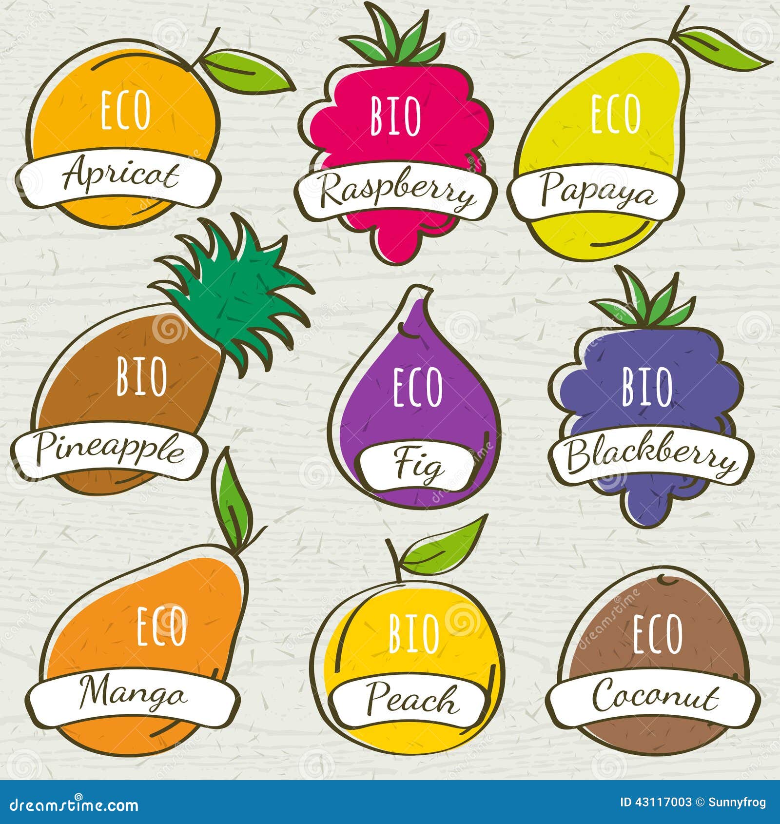 Set of Organic Fruit, Vector Stock Vector - Illustration of fresh, leaf ...