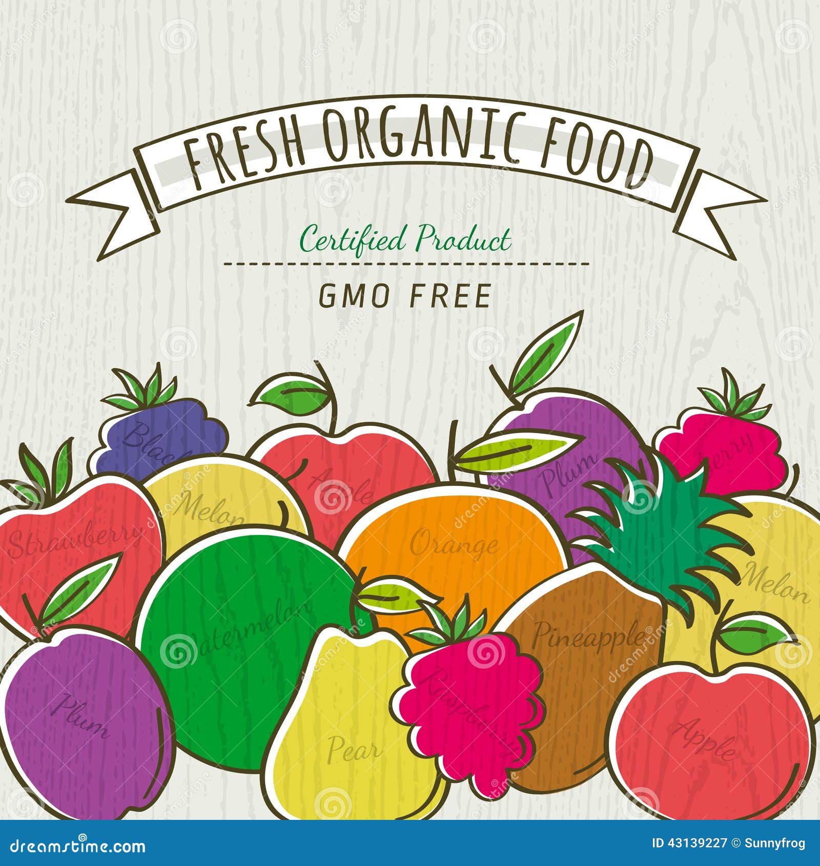 Set of Organic Fruits, Vector Stock Vector - Illustration of melon ...