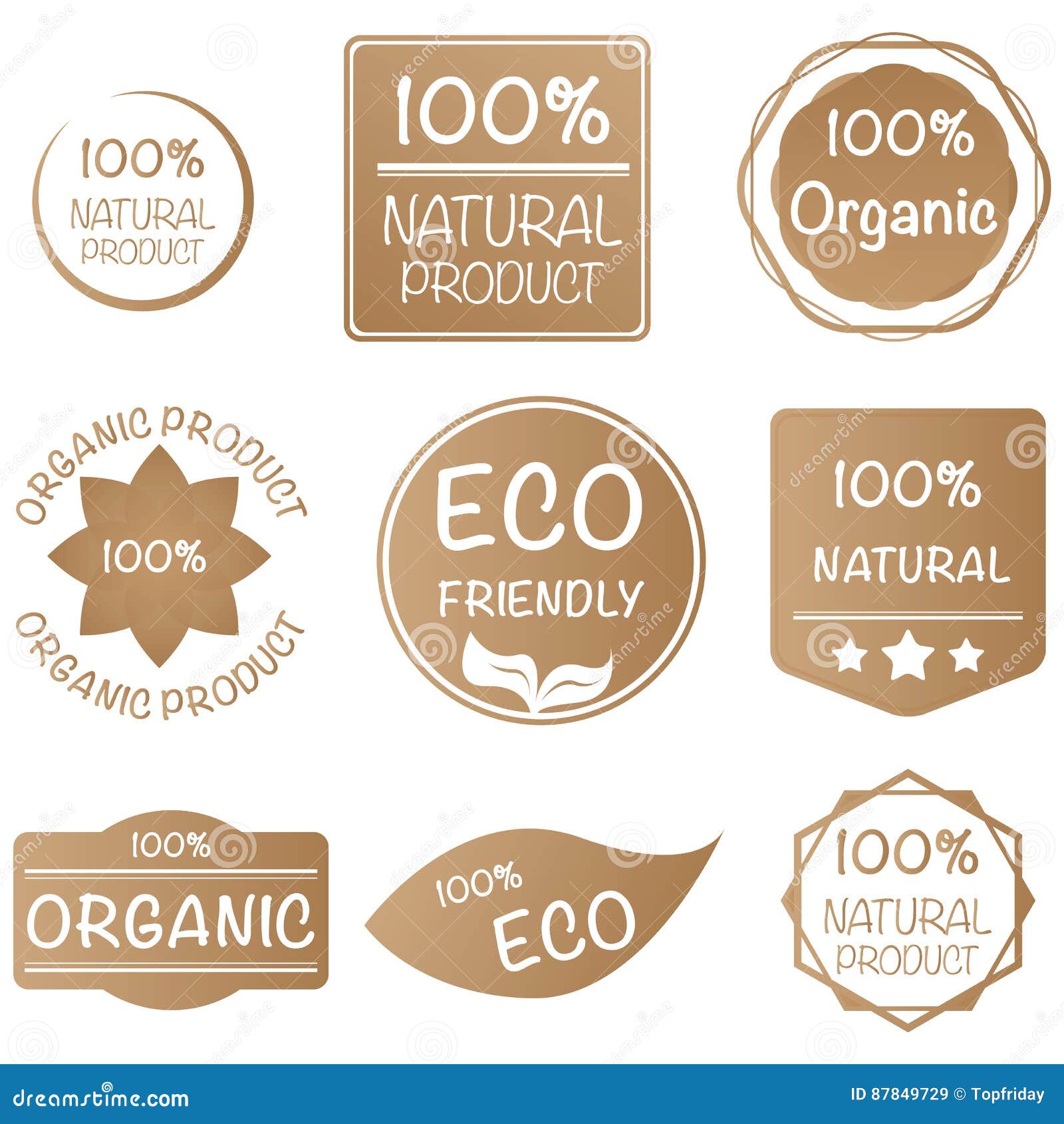 Set of 100 Organic Product Sticker in Earth Tone Stock Illustration ...