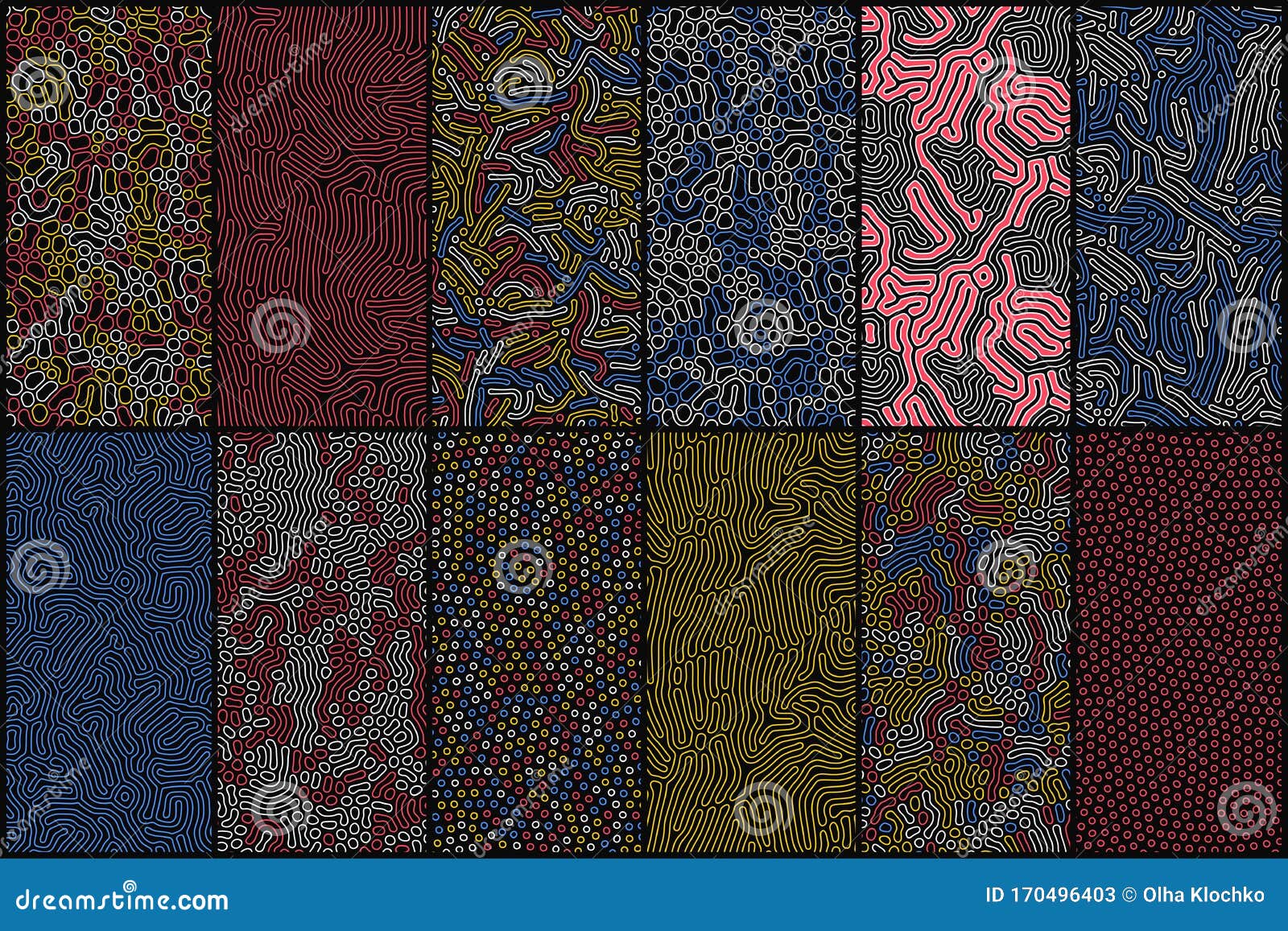 Set of Organic Seamless Patterns with Rounded Lines, Drips. Diffusion ... Set of Organic Seamless Patterns with Rounded Lines, Drips. Diffusion ...