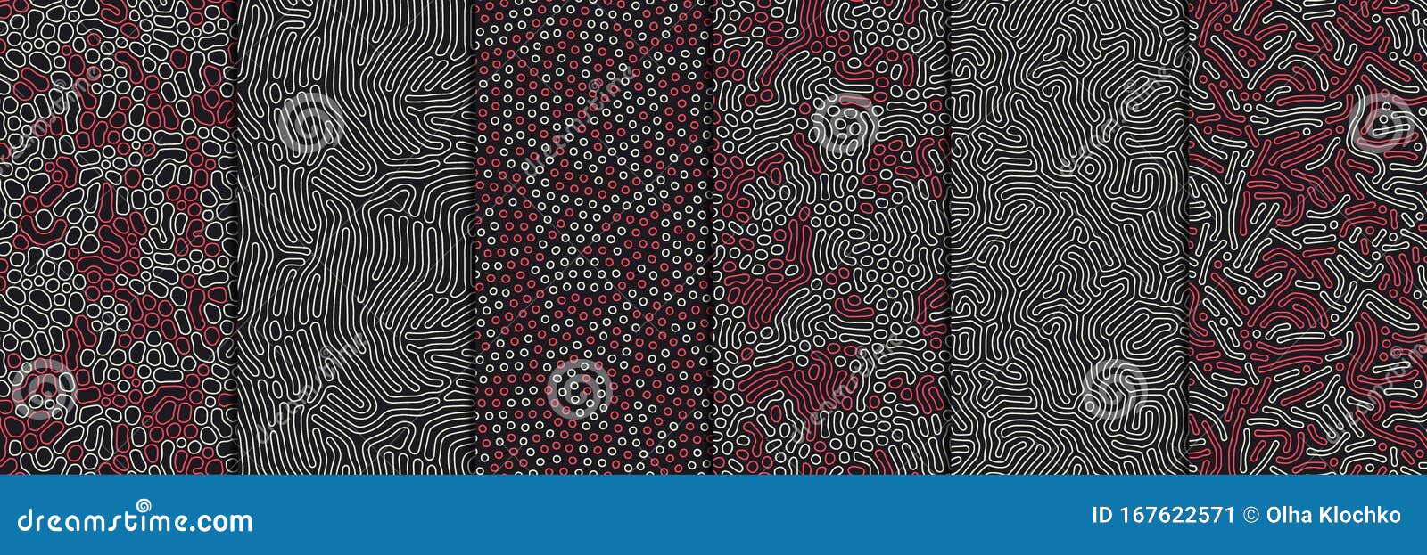 Set of Organic Seamless Patterns with Rounded Lines, Drips. Diffusion ...