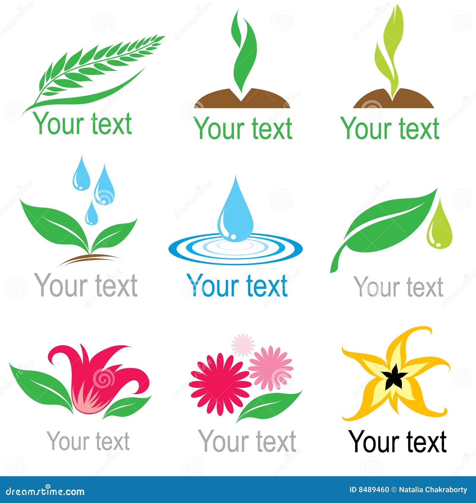 Set of organic symbols stock vector. Illustration of identity - 8489460