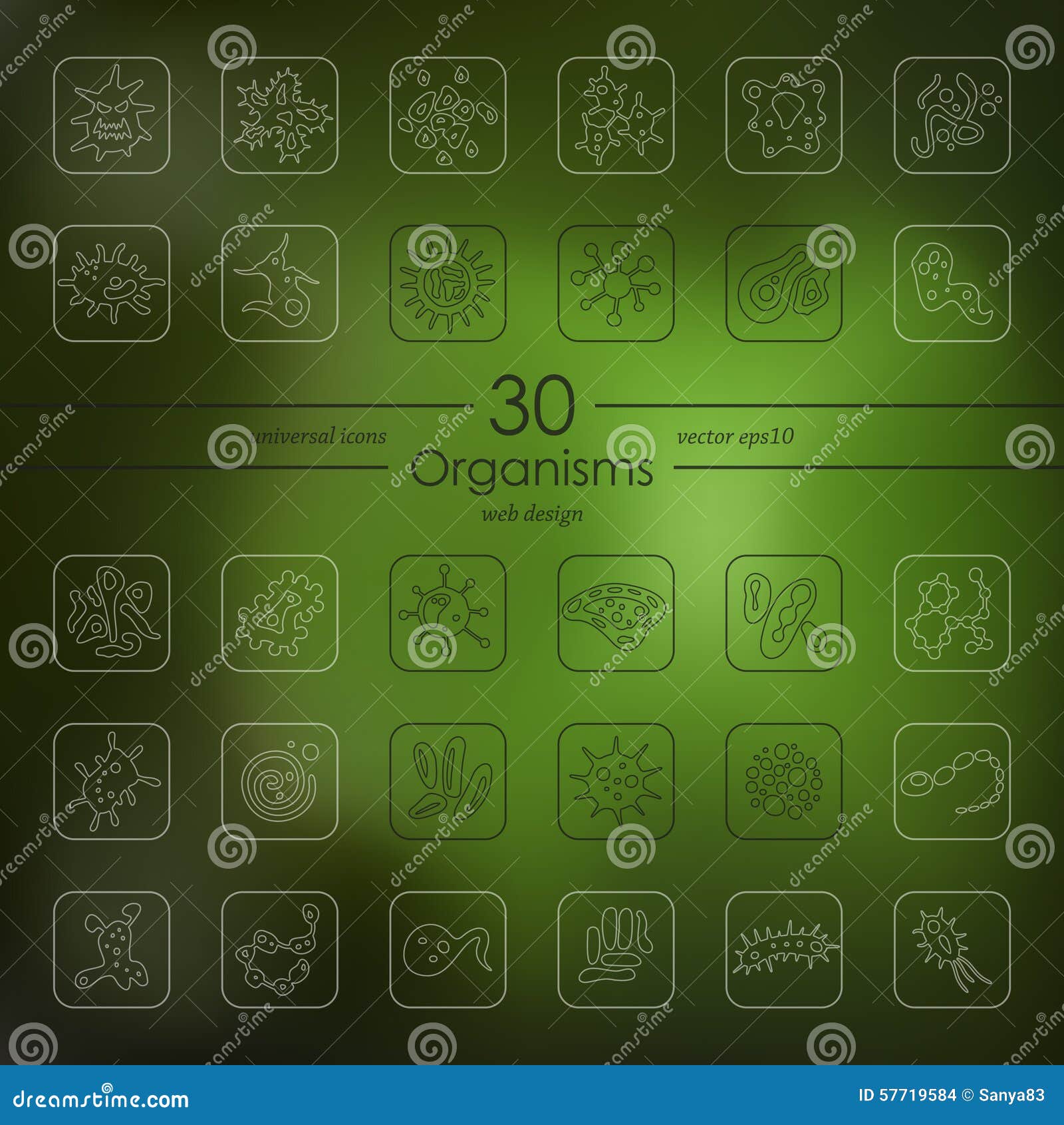 Set of organisms icons stock vector. Illustration of bacterium - 57719584