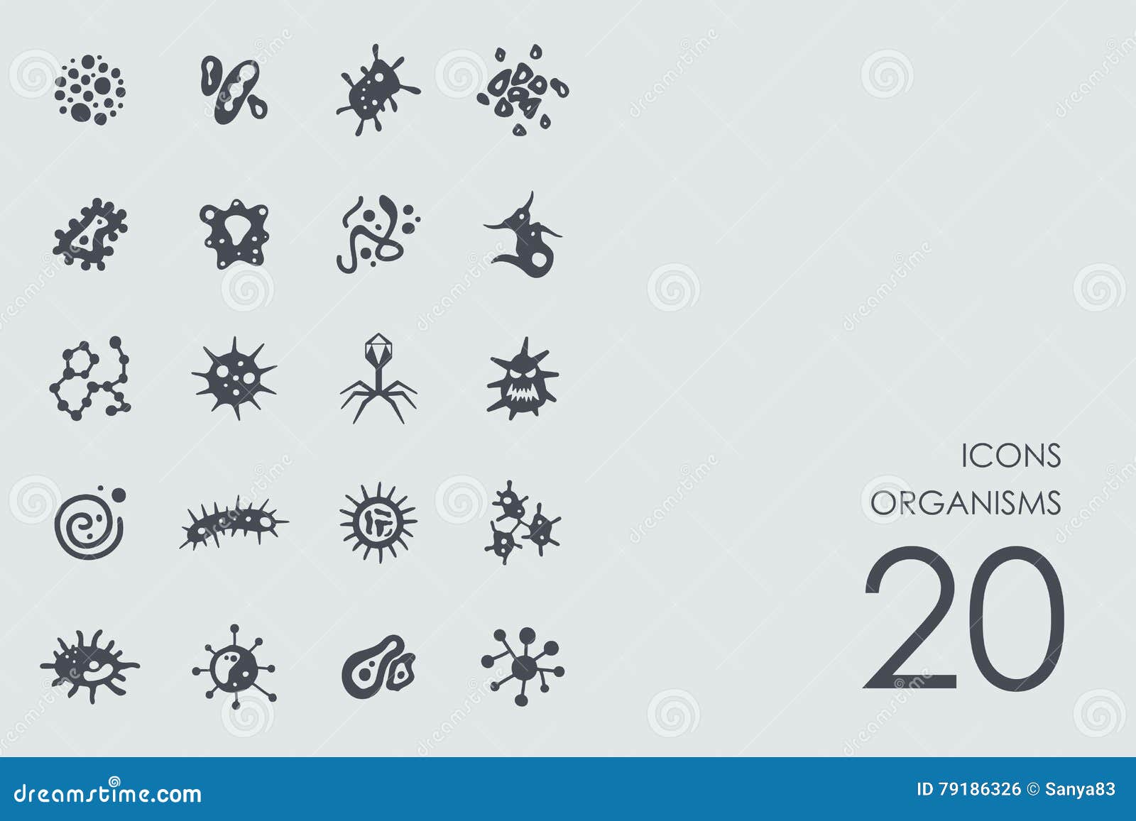 Set of organisms icons stock vector. Illustration of design - 79186326
