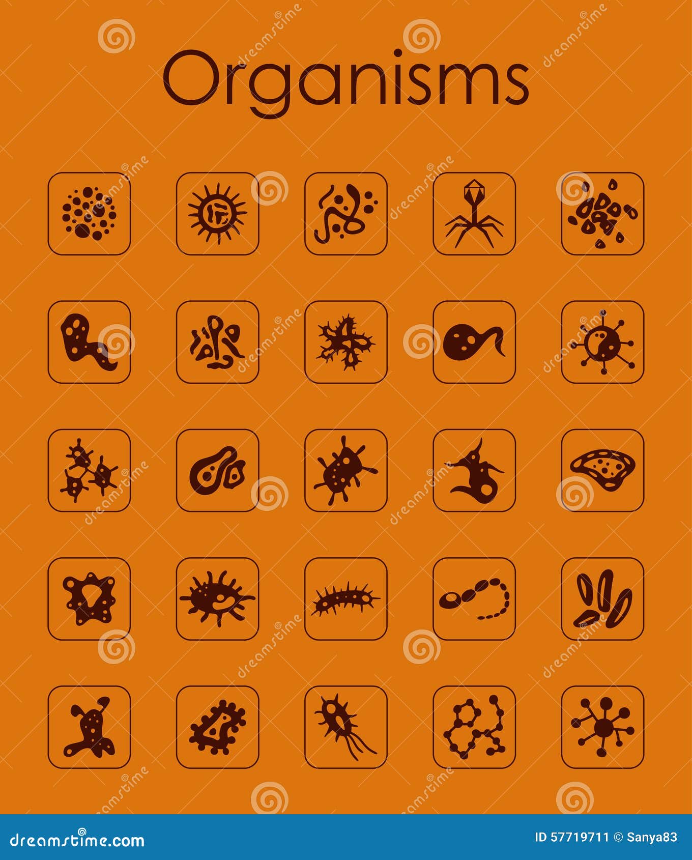 Set of Organisms Simple Icons Stock Vector - Illustration of disease ...