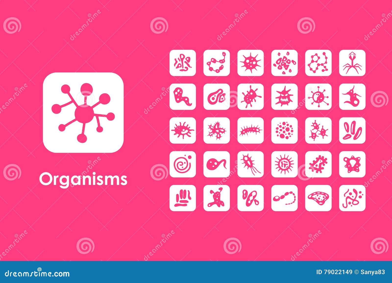Set of Organisms Simple Icons Stock Vector - Illustration of collection ...