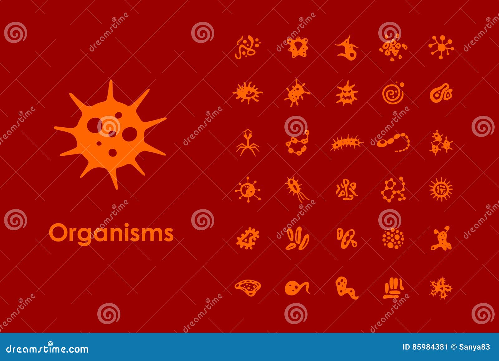 Set of Organisms Simple Icons Stock Vector - Illustration of pictogram ...