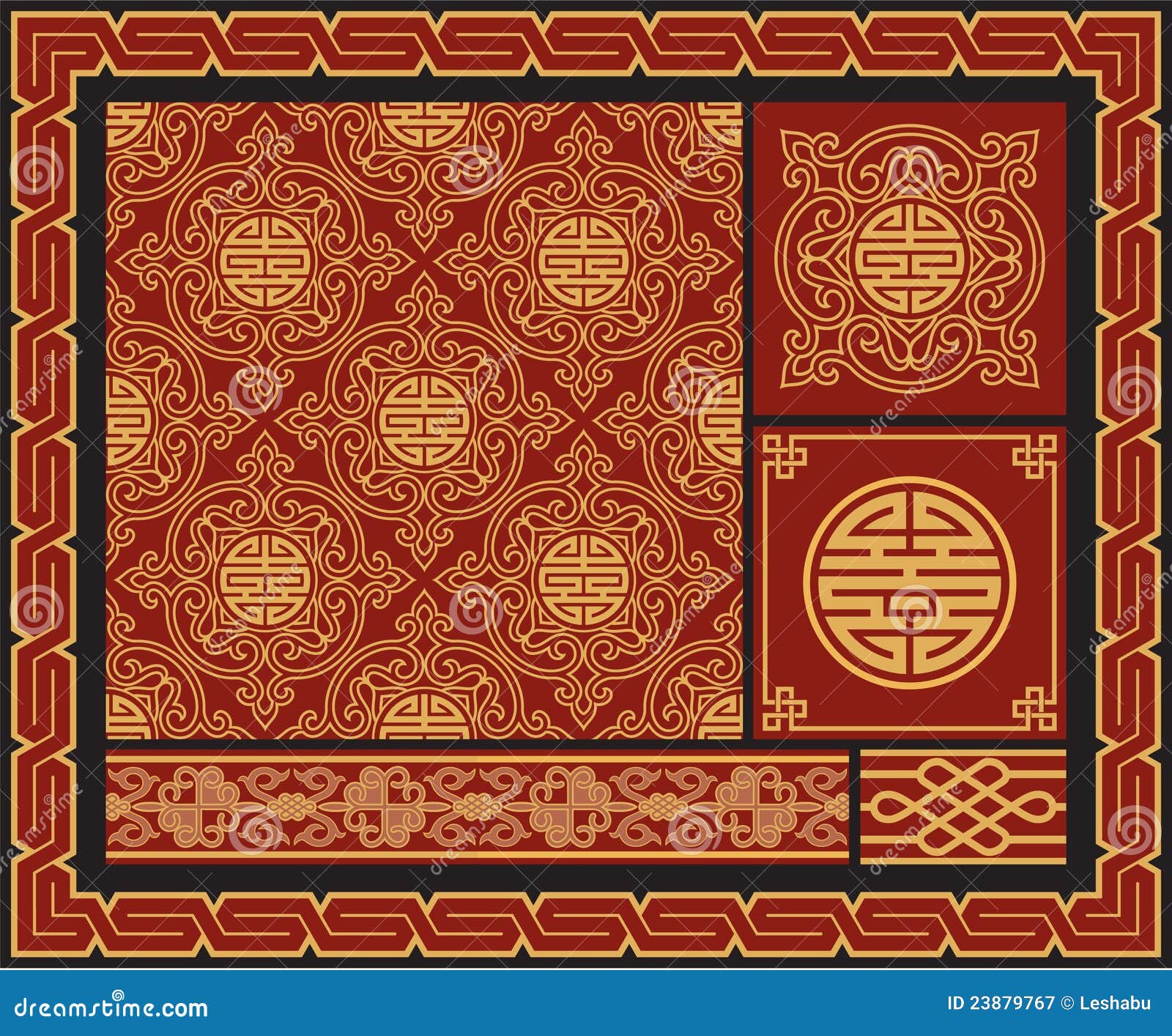 Set of Oriental Design Elements Stock Vector - Illustration of elements ...