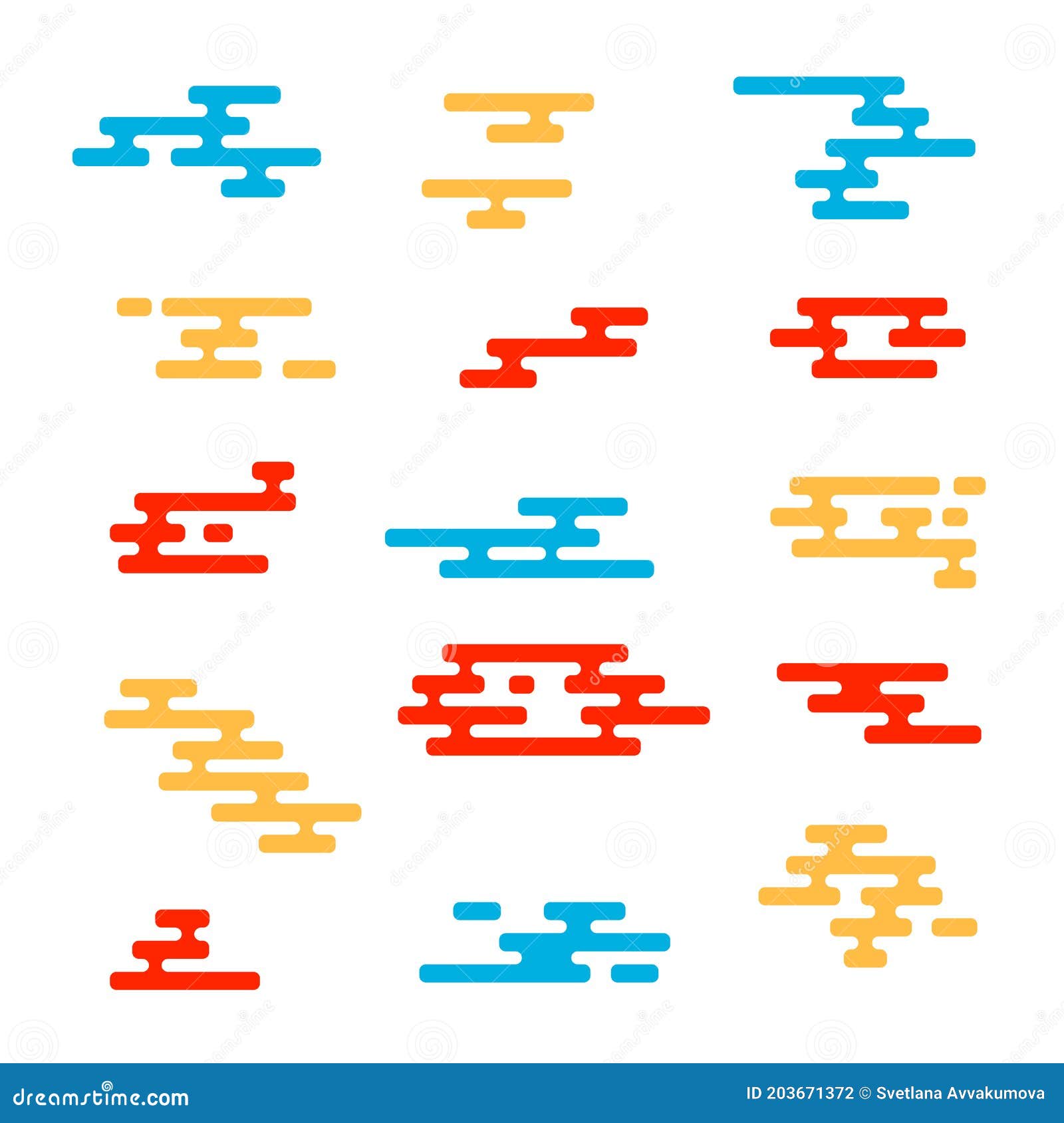 Set of Oriental Pattern Elements Stock Vector - Illustration of ...