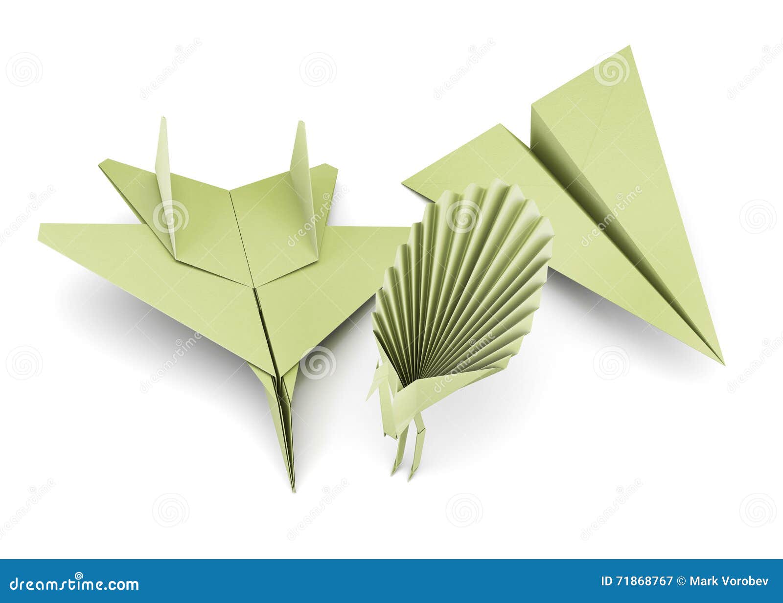 Set Of Origami Airplanes And Bird On White Background. Royalty-Free ...
