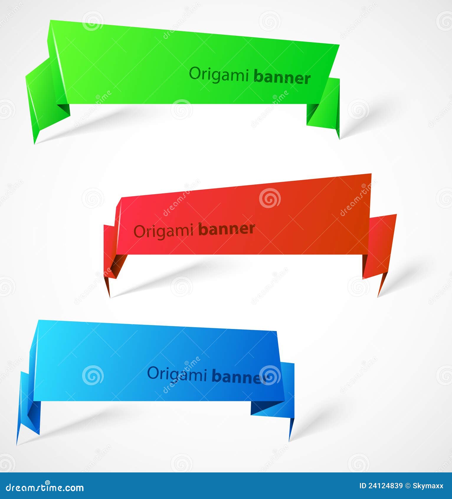 Set of origami banners stock vector. Illustration of green - 24124839