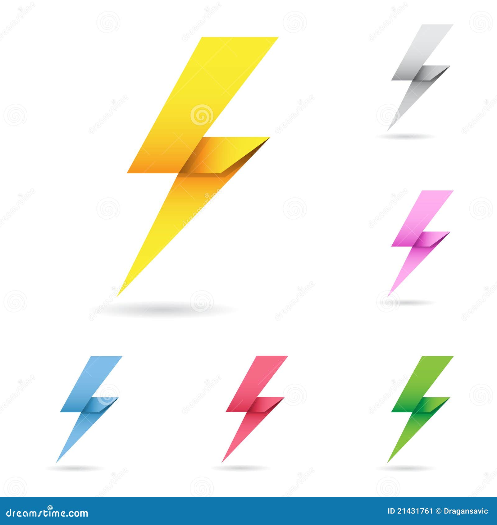 Set of Origami Lightning Bolts Stock Vector - Illustration of charge ...