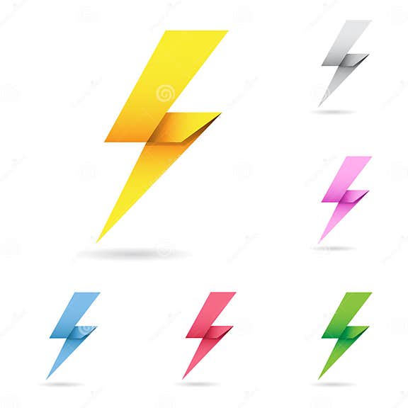 Set of Origami Lightning Bolts Stock Vector - Illustration of charge ...