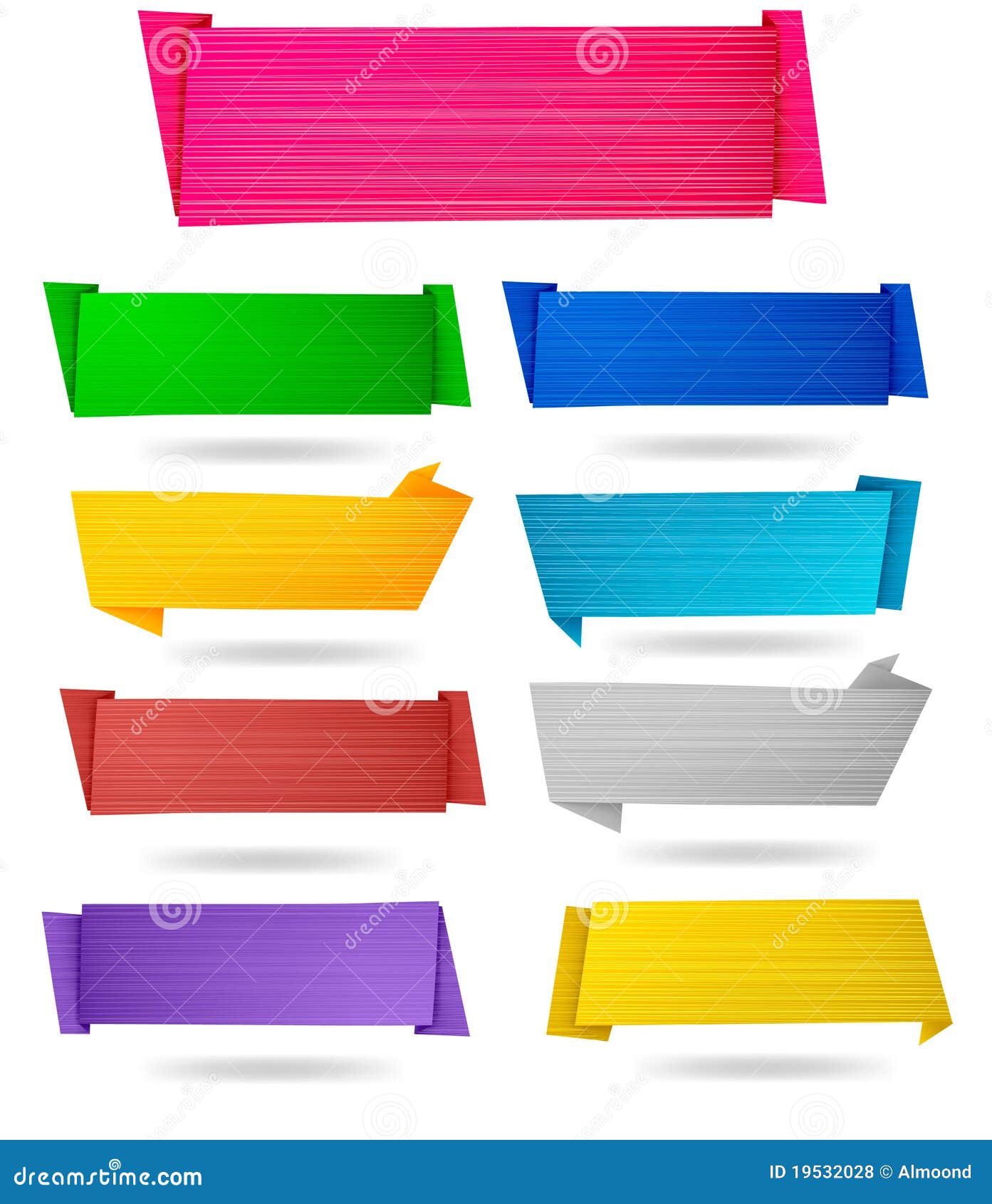 Set of Origami Paper Banners.Vector. Stock Illustration - Illustration ...