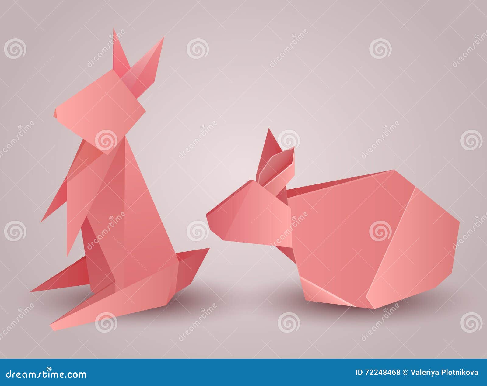 Set of Origami Paper Rabbits Stock Vector - Illustration of design ...