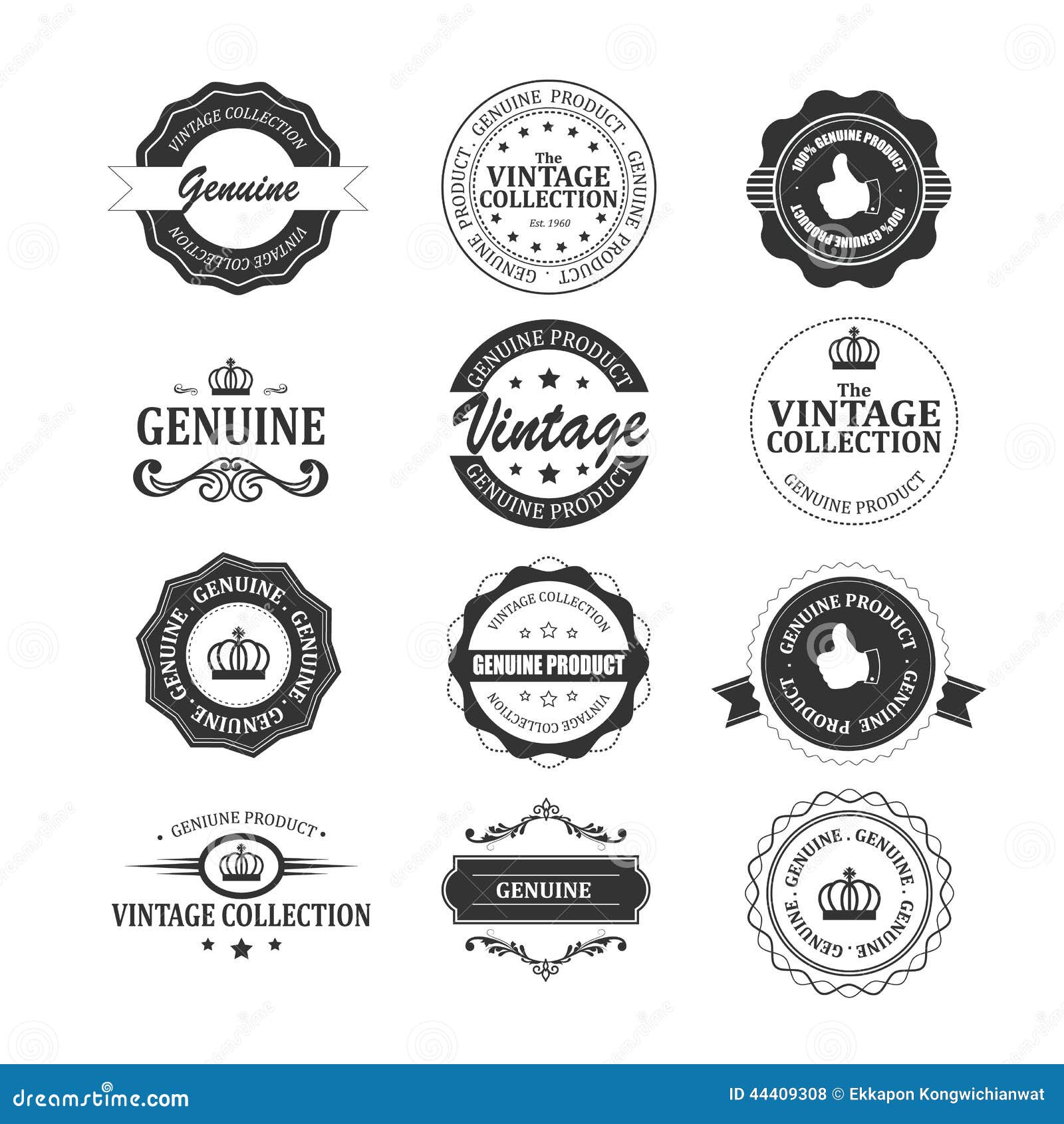 Set of Original and Genuine Badges. Stock Vector - Illustration of ...