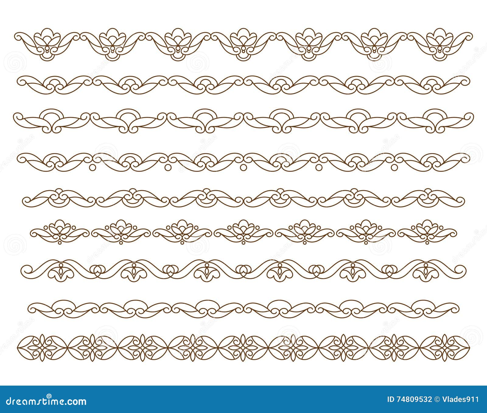 Set Ornamental Borders. Vector Decorative Elements Stock Vector ...