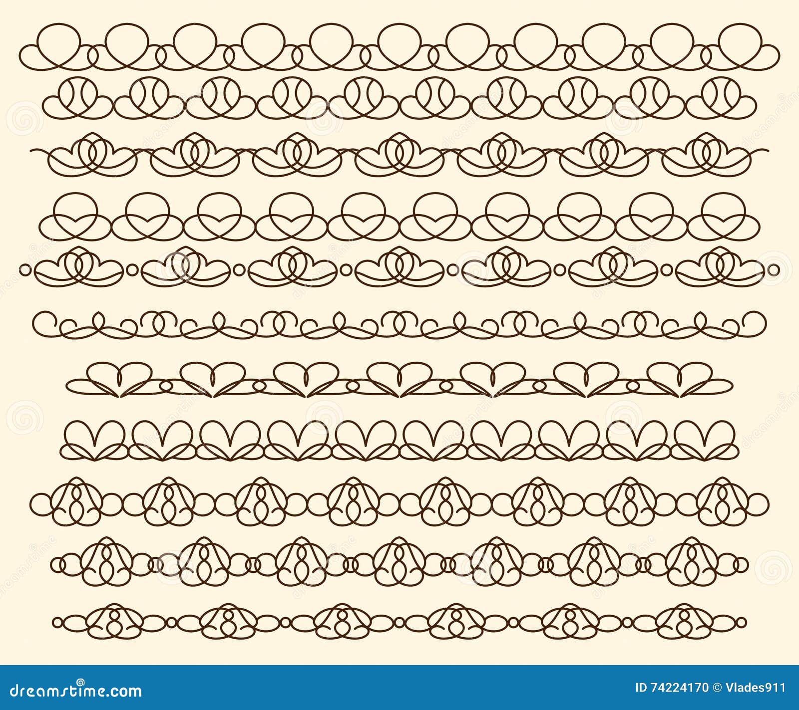 Set Ornamental Borders. Vector Decorative Elements Stock Vector ...