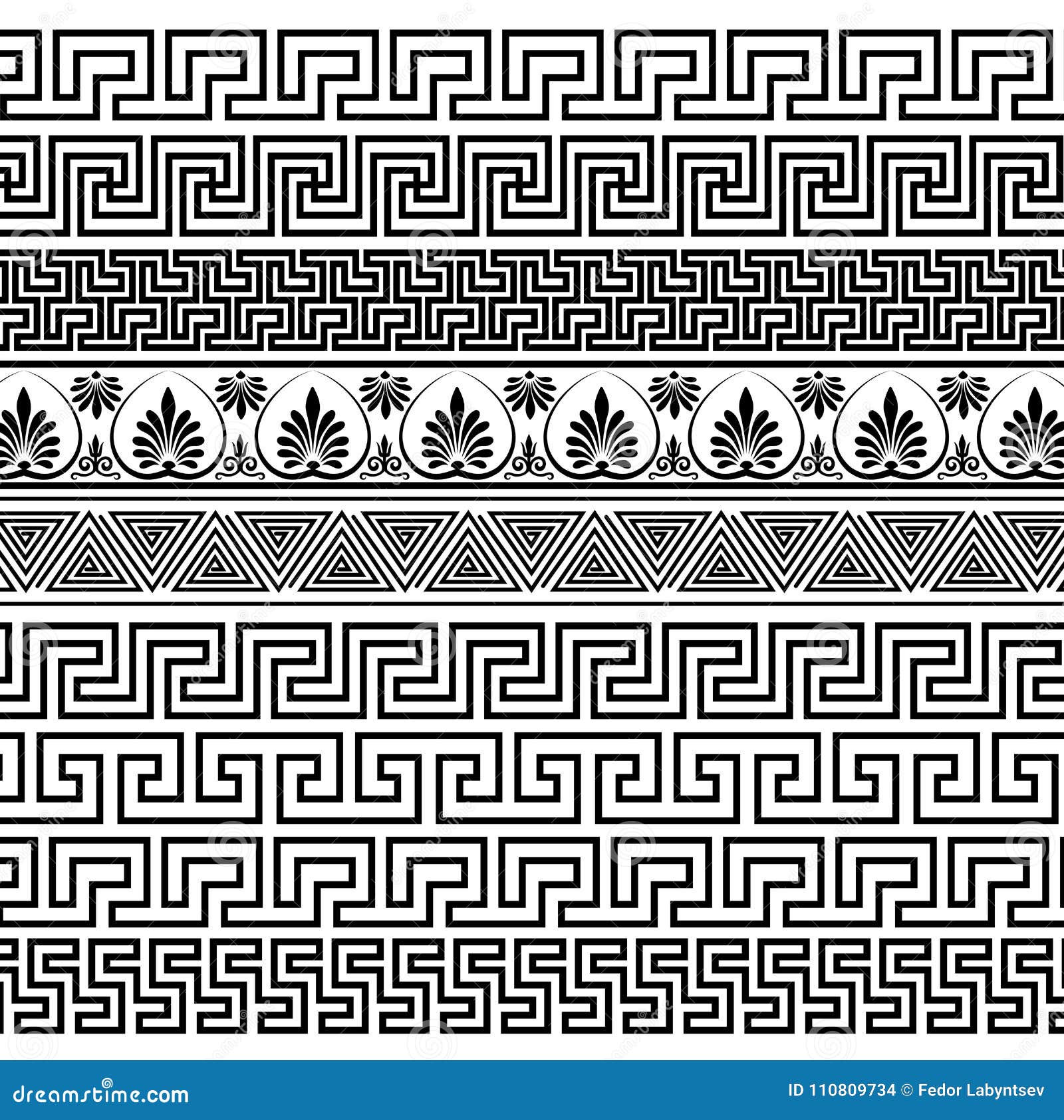 Set of Ornamental Elements in the Greek Style Stock Vector ...
