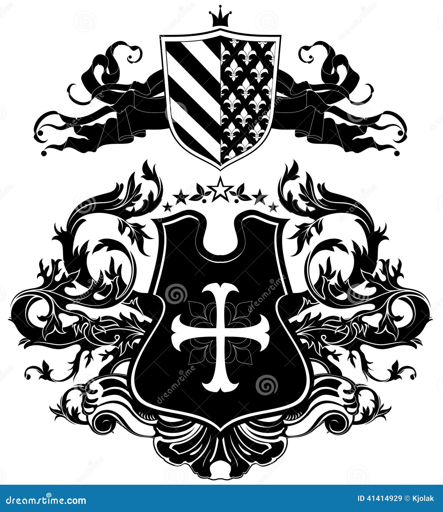 Set of Ornamental Heraldic Shields Stock Vector - Illustration of ...