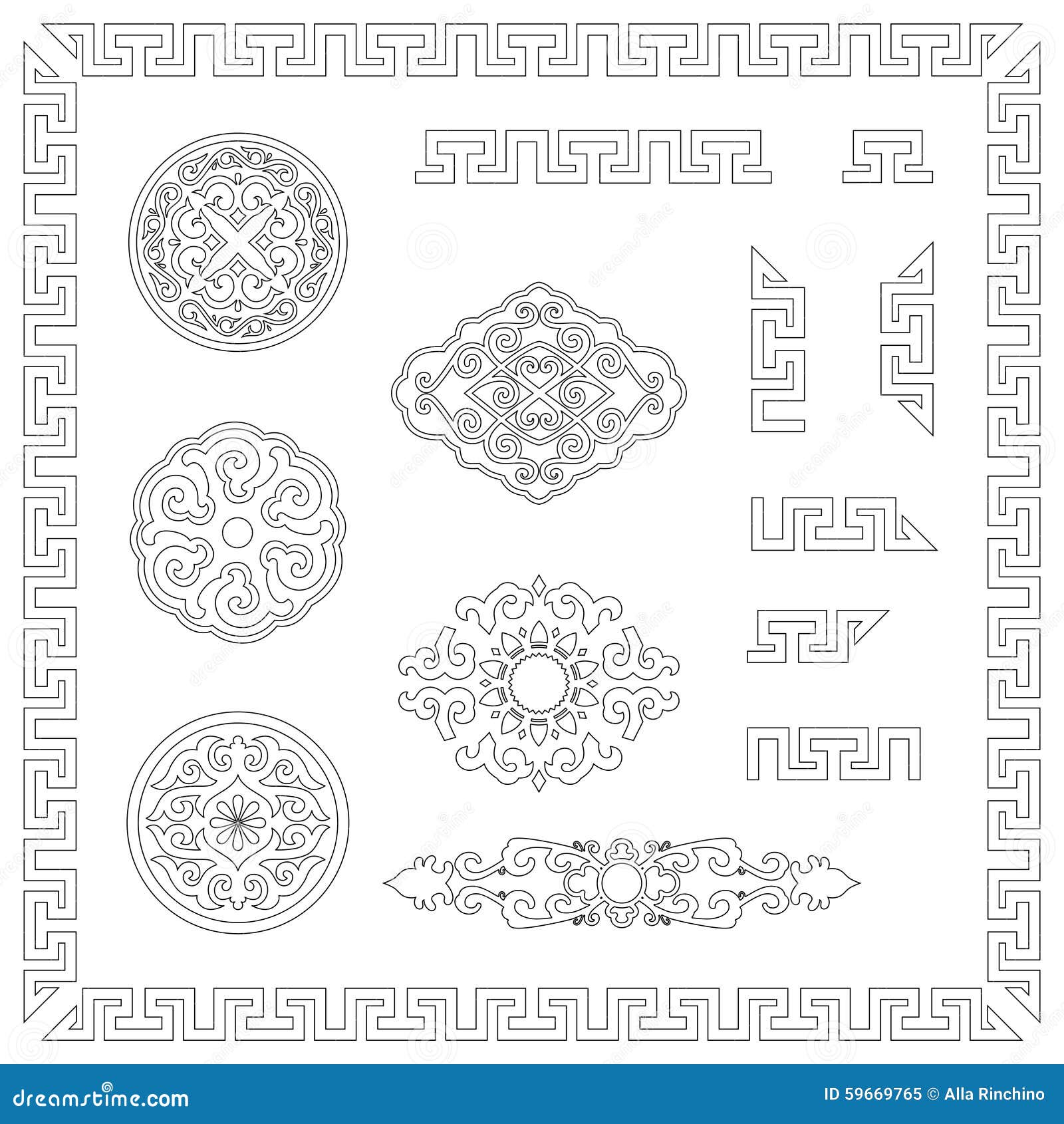 Set of Ornamental Outlines stock vector. Illustration of floral - 59669765