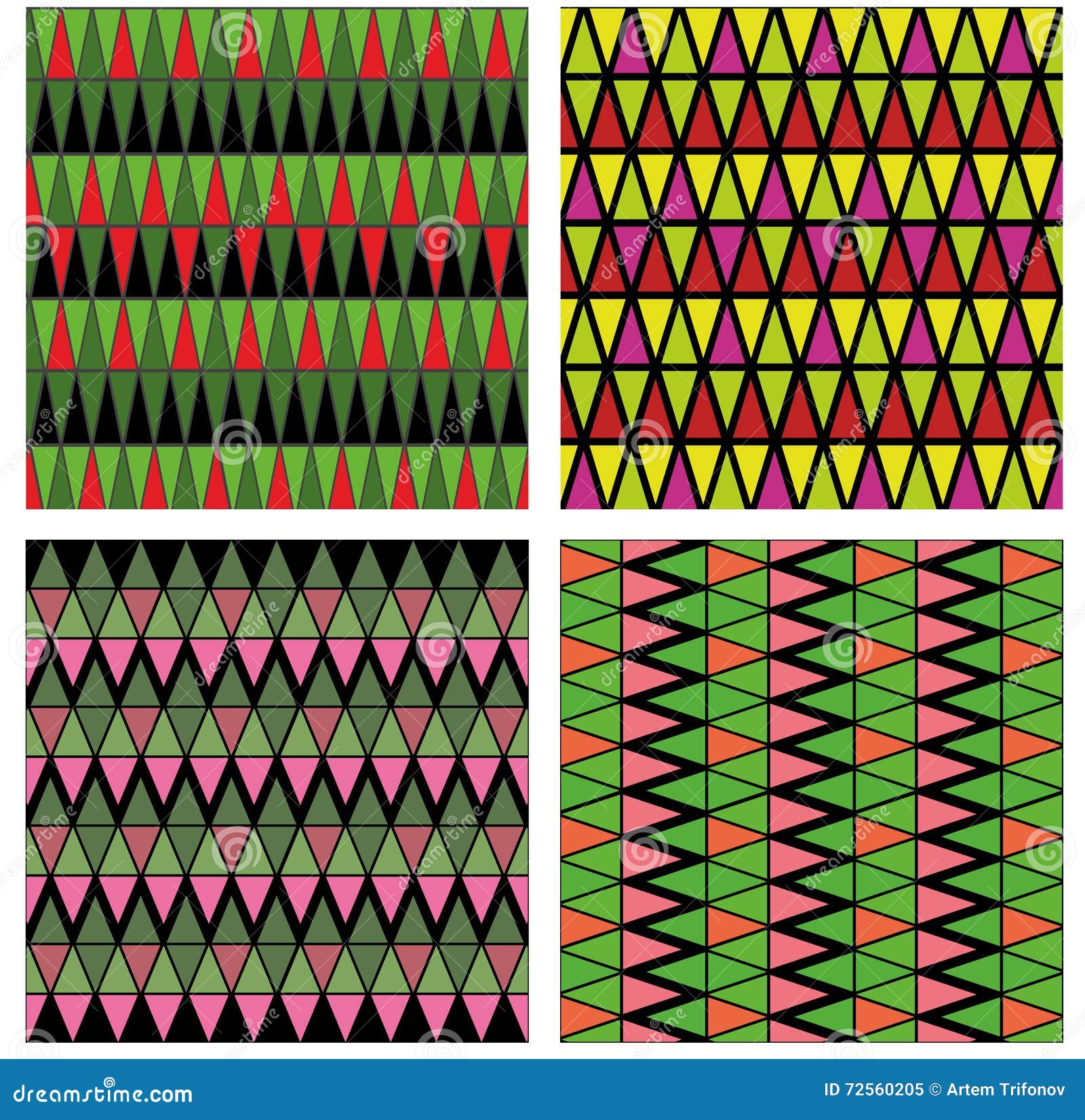 Set of Ornaments of Colored Triangles in an African Style, in Vector ...