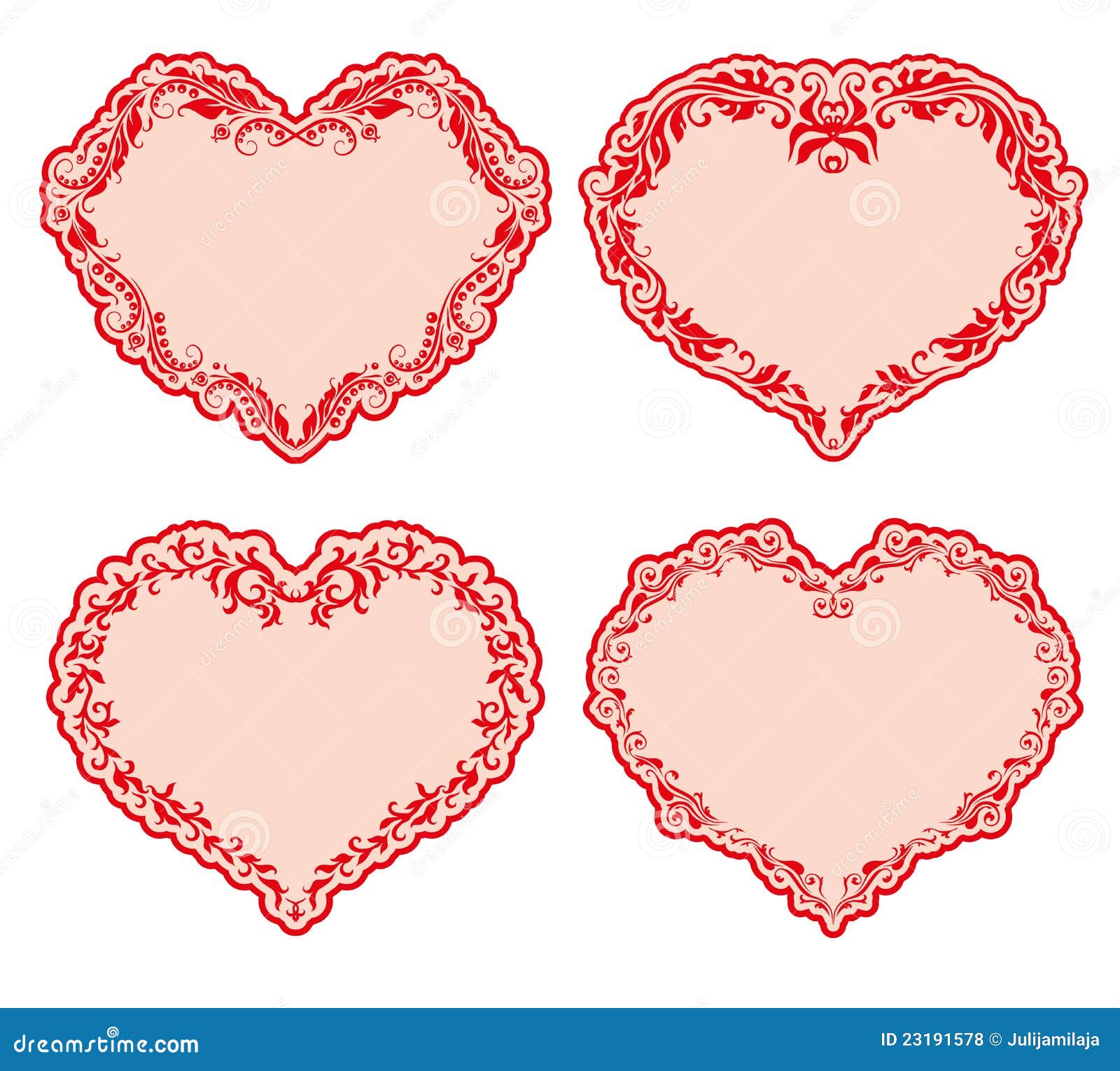 Set of Ornate Heart Frames . Stock Vector - Illustration of label ...