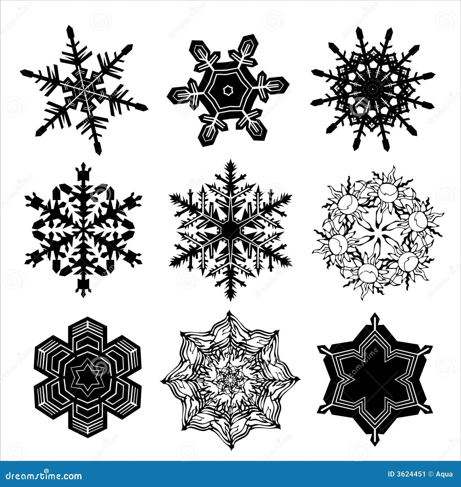 Set of ornate snowflakes stock vector. Illustration of vector - 3624451