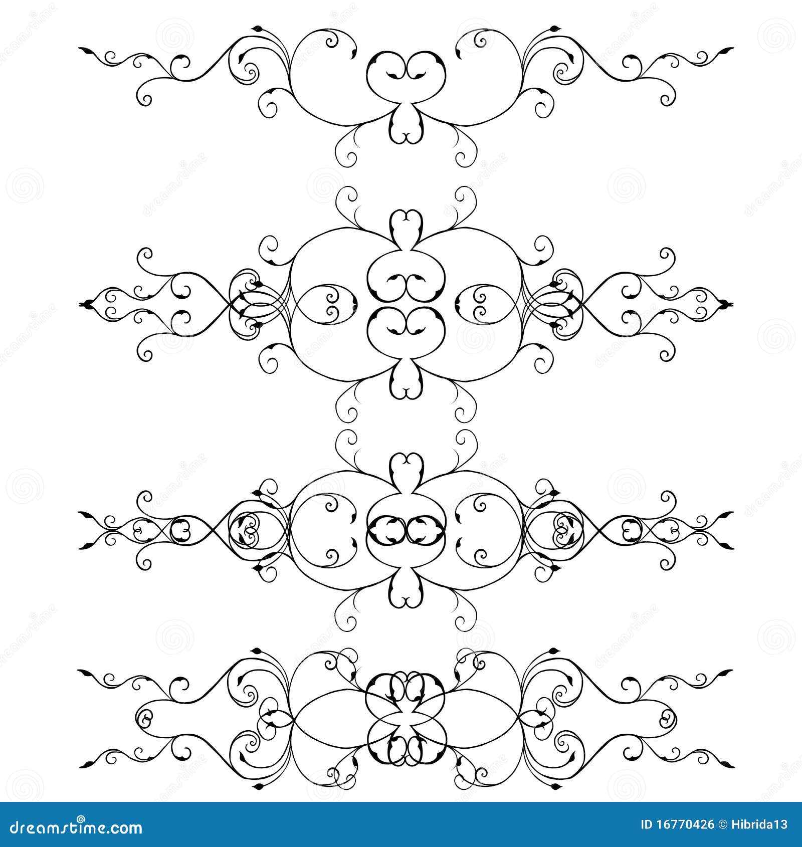 Set of Ornate Swirl Design Elements Stock Illustration - Illustration ...