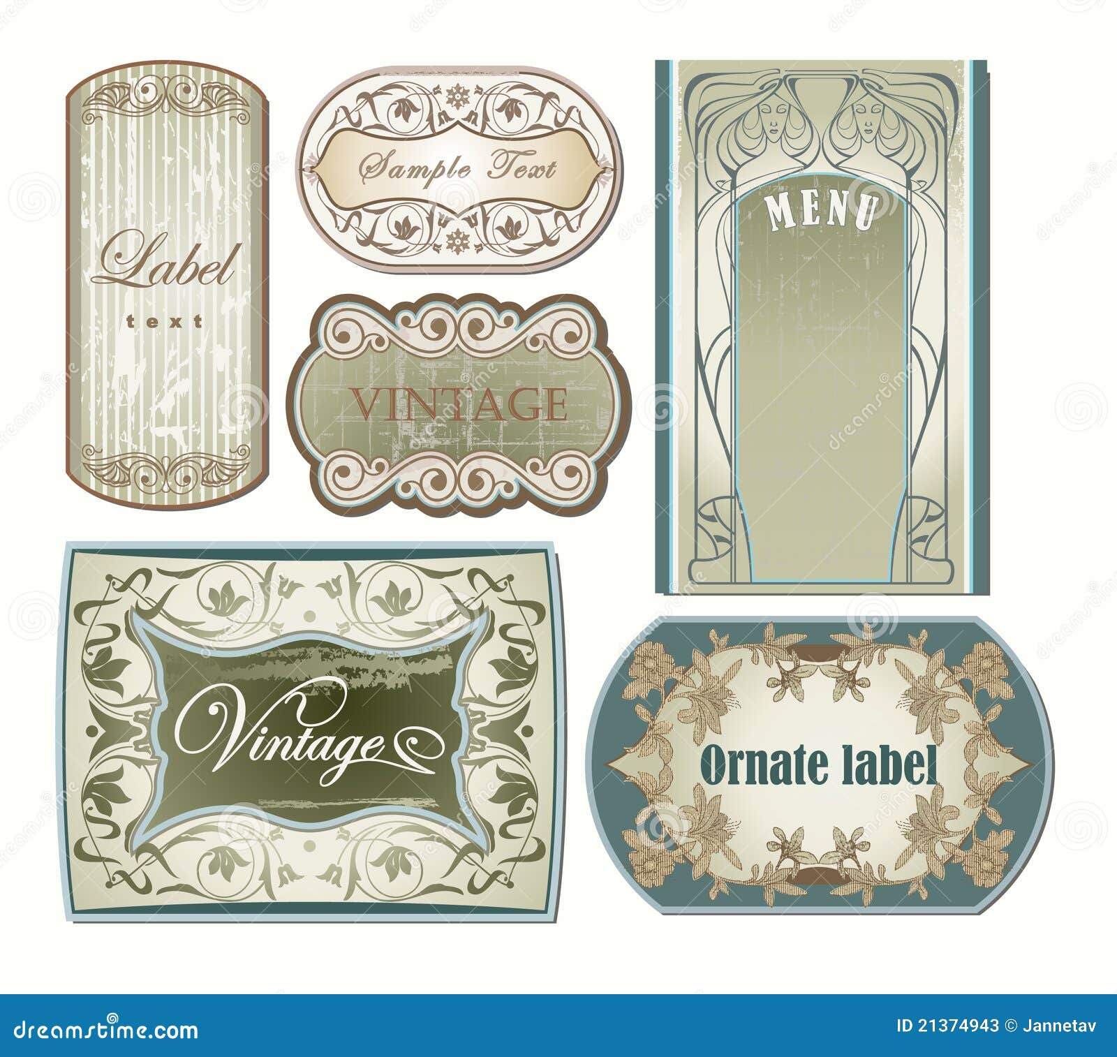 Set of Ornate Vintage Labels Stock Vector - Illustration of paper ...