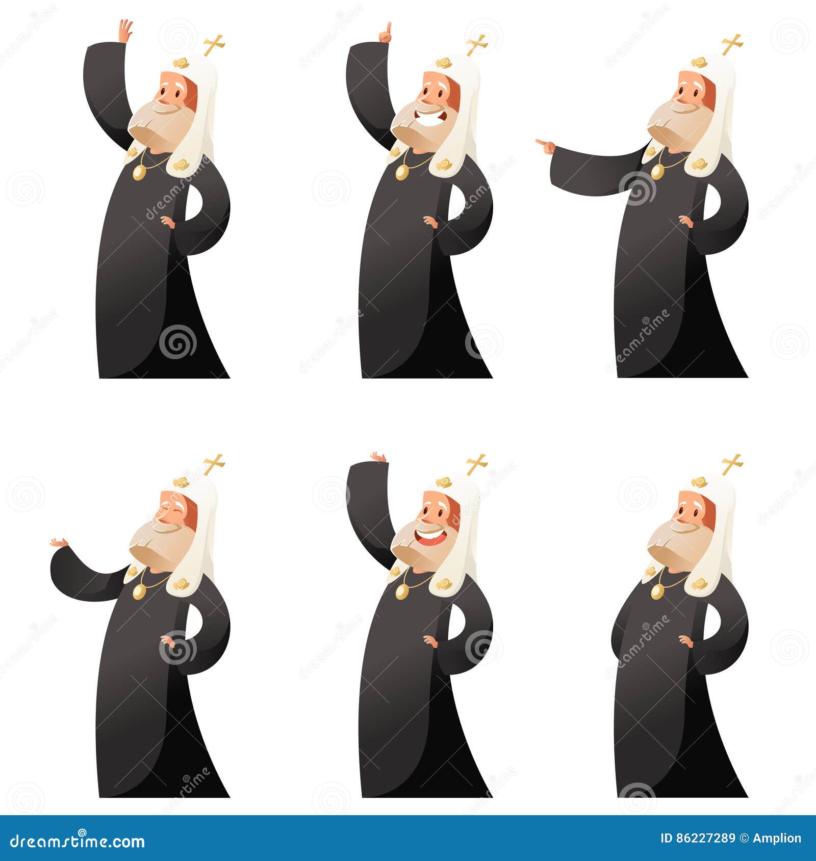 Orthodox Patriarch Cartoon Character With Surgical Mask And Latex ...
