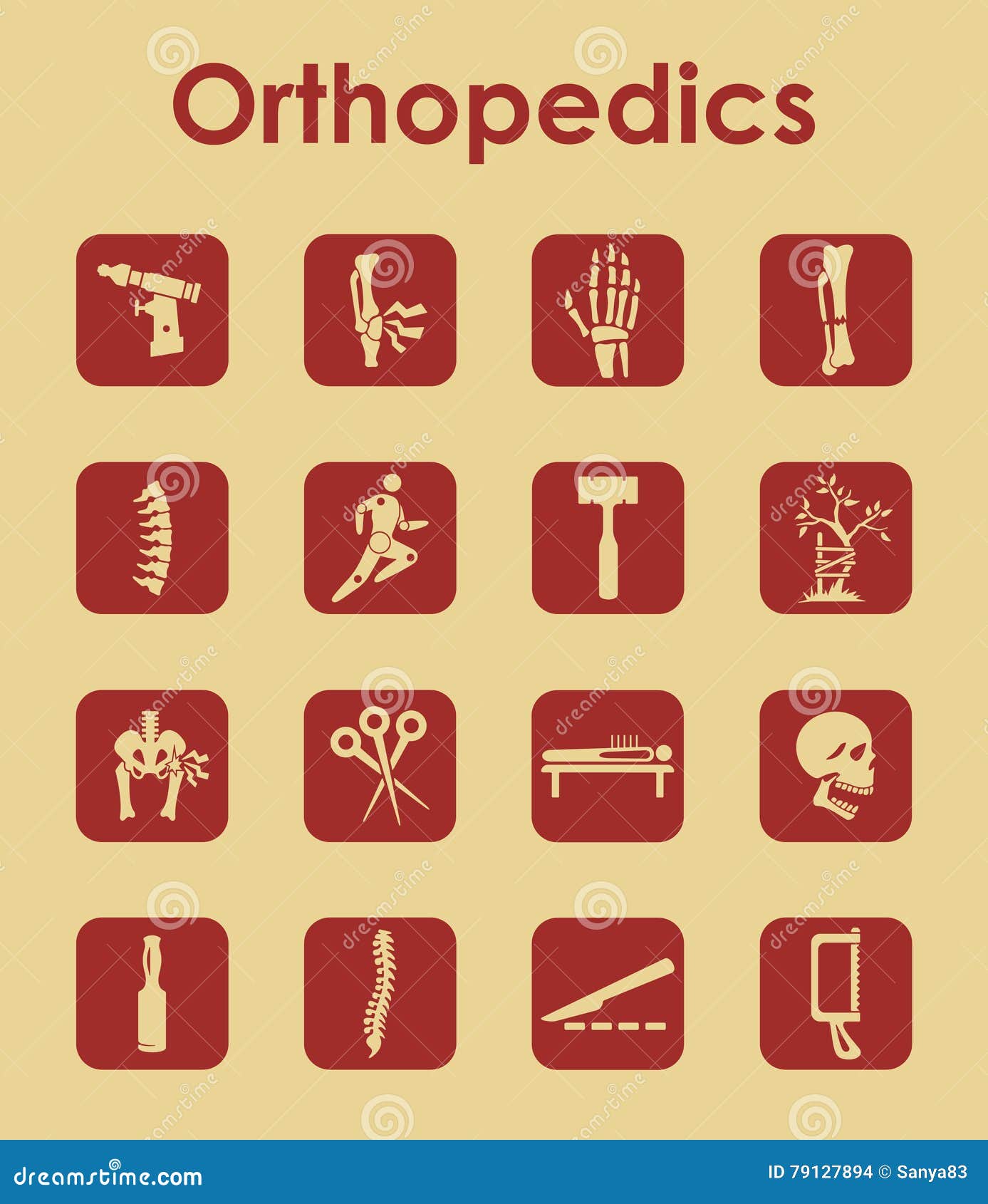 Set of Orthopedics Simple Icons Stock Vector - Illustration of knee ...