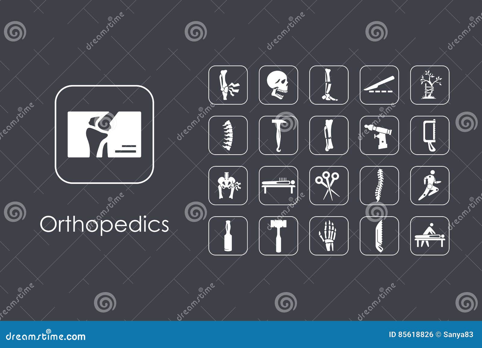 Set of Orthopedics Simple Icons Stock Vector - Illustration of color ...